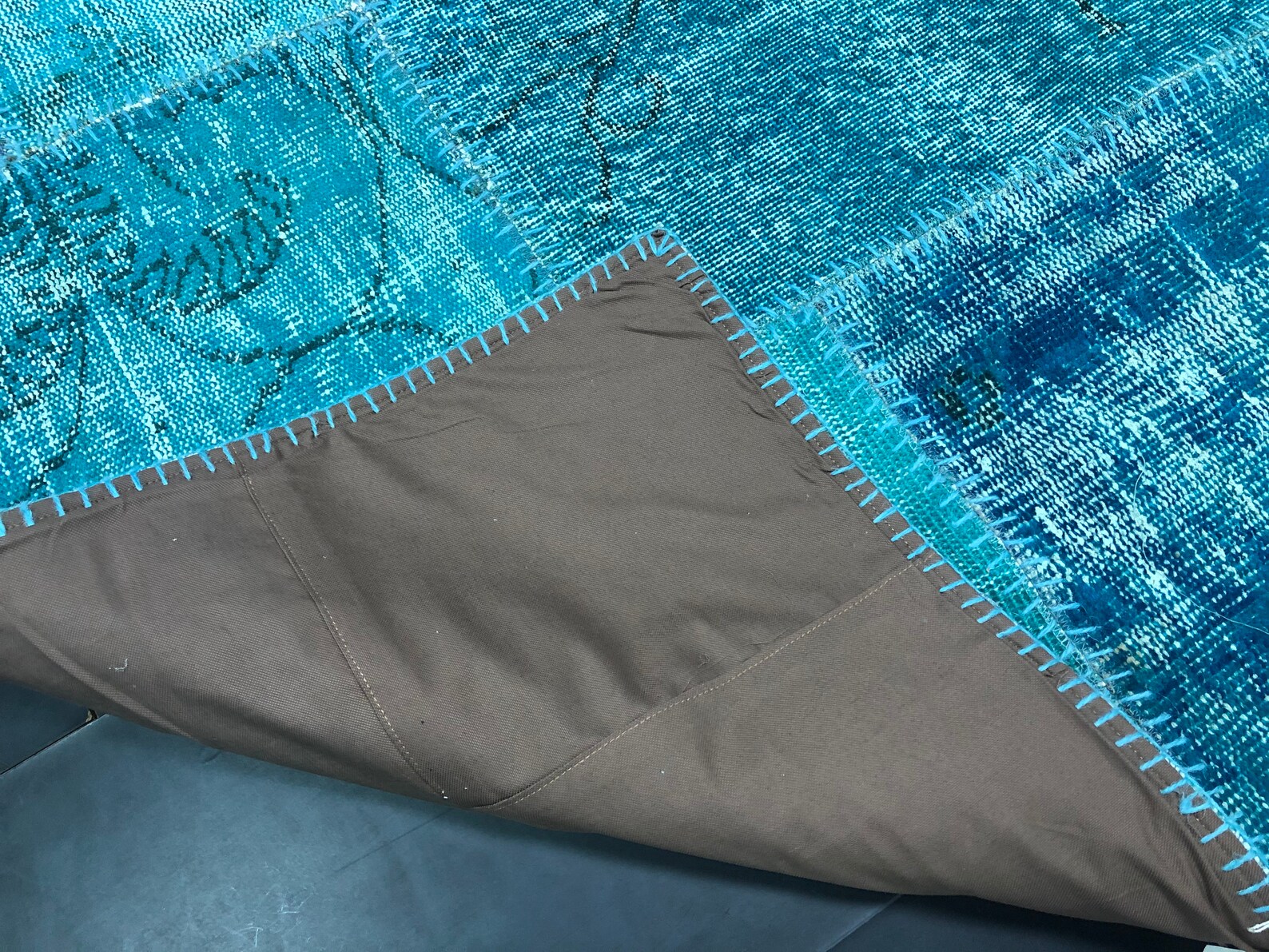 Patchwork Blue Turkish Rug Turkish Wool Rug Vintage Boho | Etsy