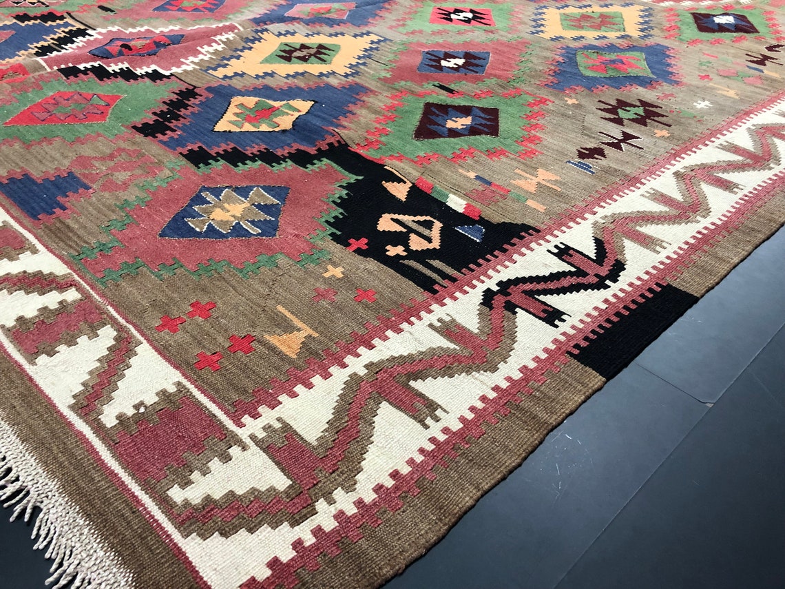 Aztec Authentic Kilim Rug Turkish Kilim Rug Vintage Handmade - Etsy