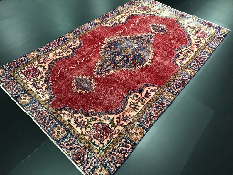 Red Vintage Rug Handmade Rug Turkish Rug Red Area Rug - Etsy