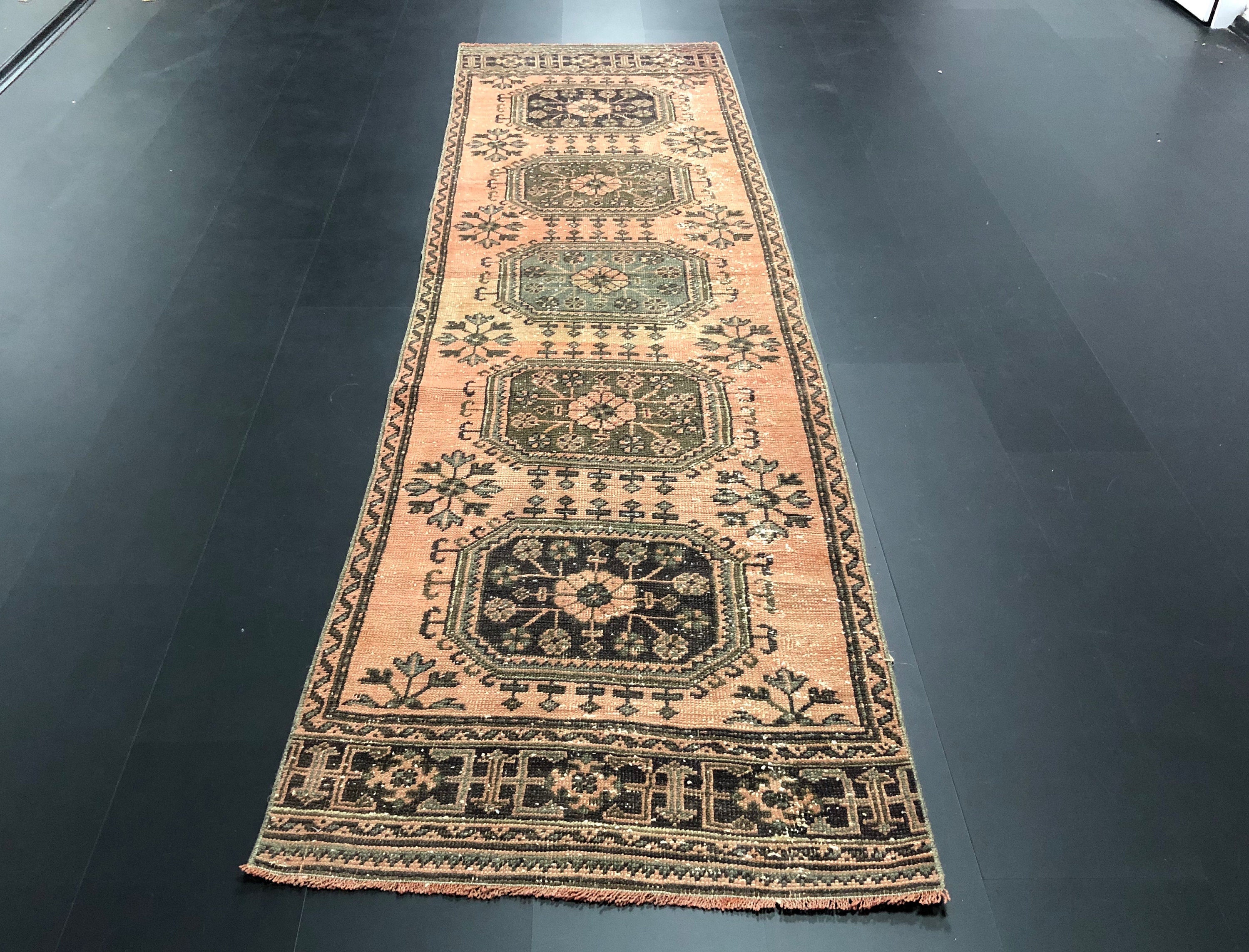 Peach Color Faded Corridor Decoration Runner Rug Turkish | Etsy