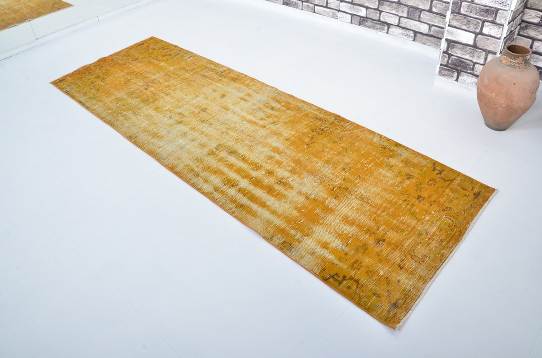 Vintage Yellow Mustard Runner Rug, Corridor for Kitchen Decor Runner ...