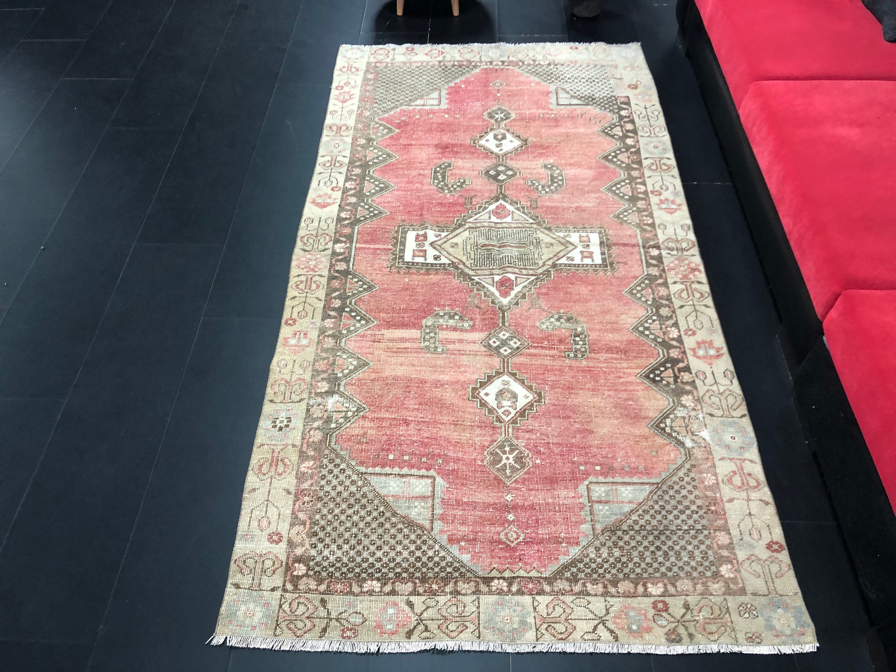 Red and Brown Rug Ethnic Turkish Rug Handmade Rug | Etsy