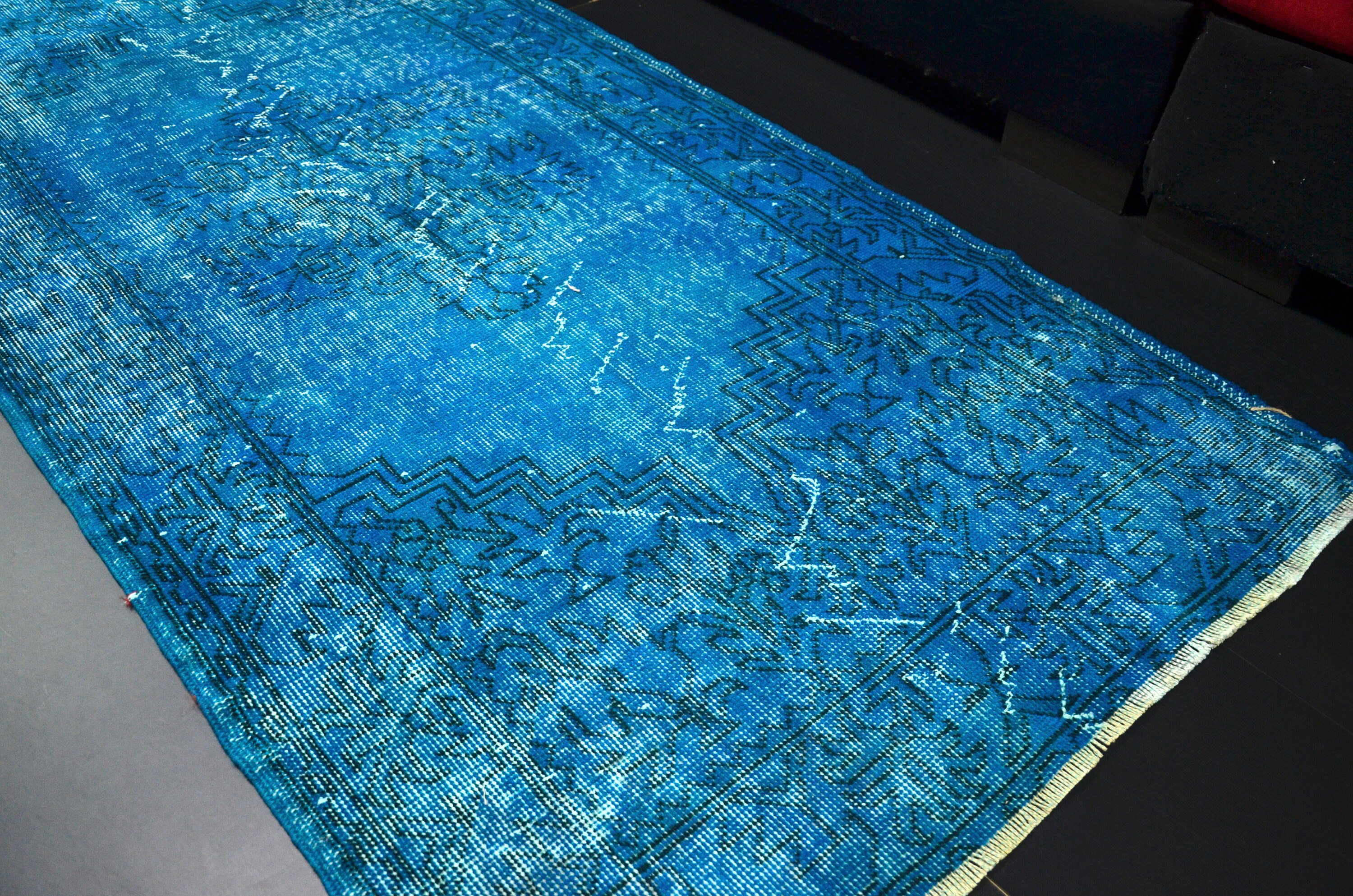 Blue Runner 3x7 ft Modern Blue Turkish Runner Blue Overdyed | Etsy