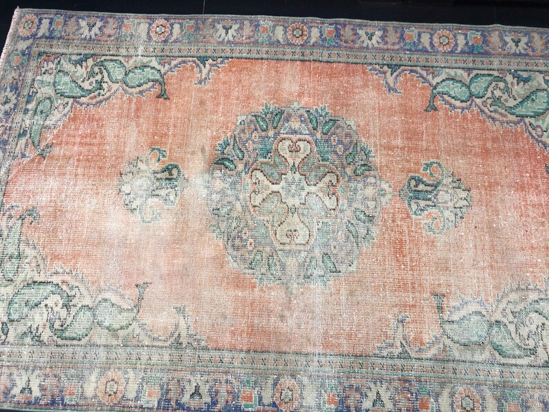 Orange Vintage Rug Boho Area Rug Distressed Rug Vintage - Etsy