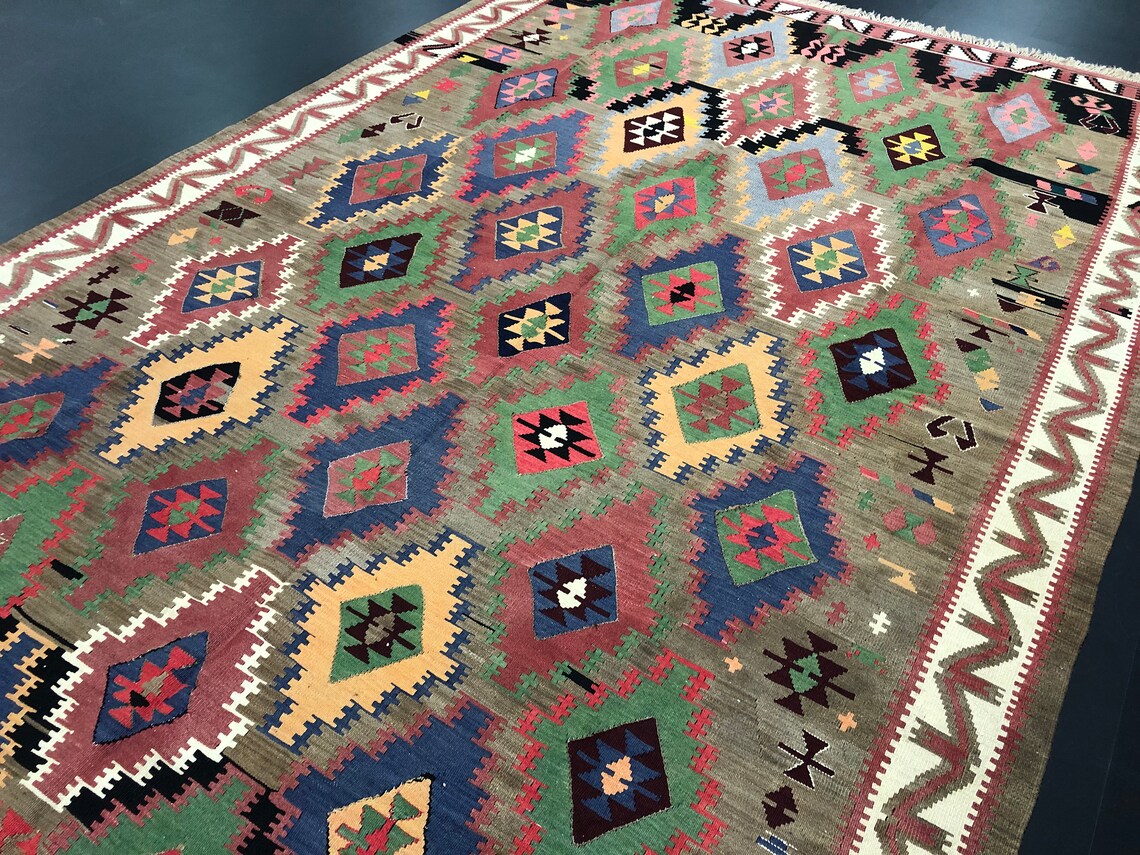 Aztec Authentic Kilim Rug Turkish Kilim Rug Vintage Handmade - Etsy