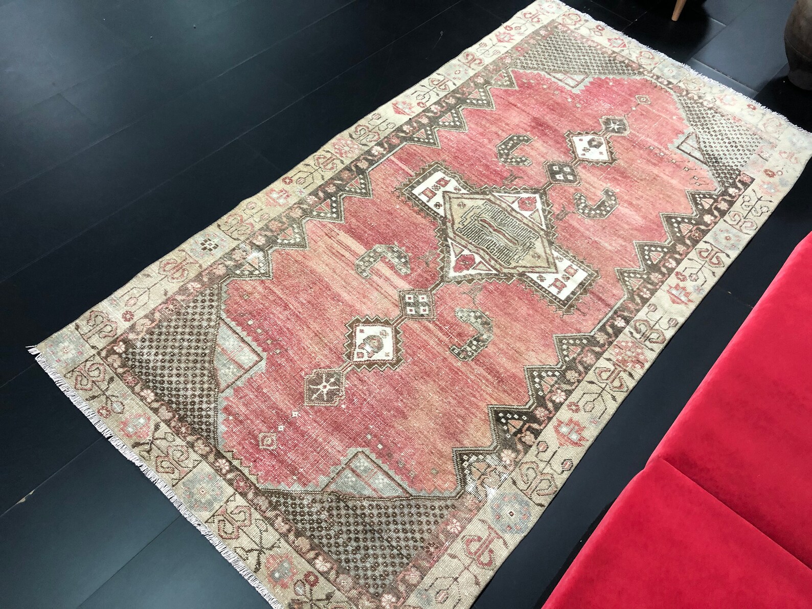 Red and Brown Rug Ethnic Turkish Rug Handmade Rug | Etsy