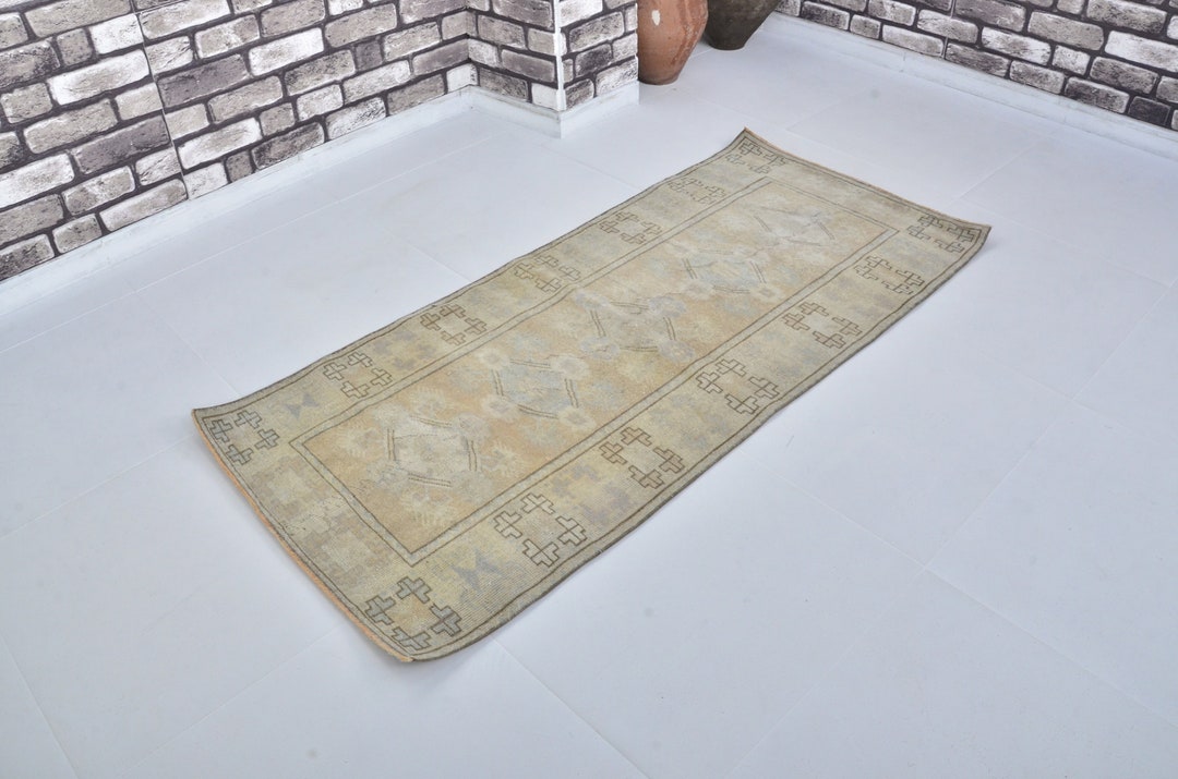 Peach Runner Rug, Faded Oushak Rug, Traditional Rug, Turkish Rug, Peach ...