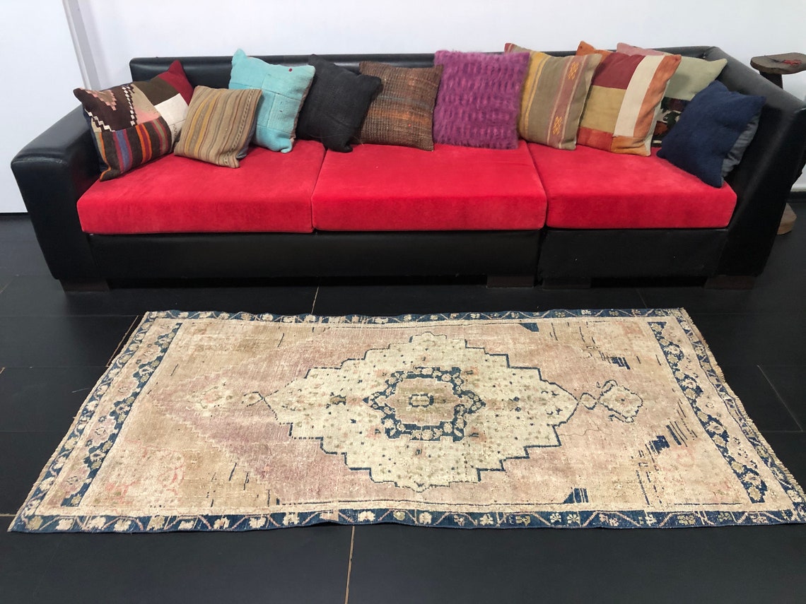 Pink Oushak Area Rug Handmade Rug Antique Faded Rug Modern - Etsy