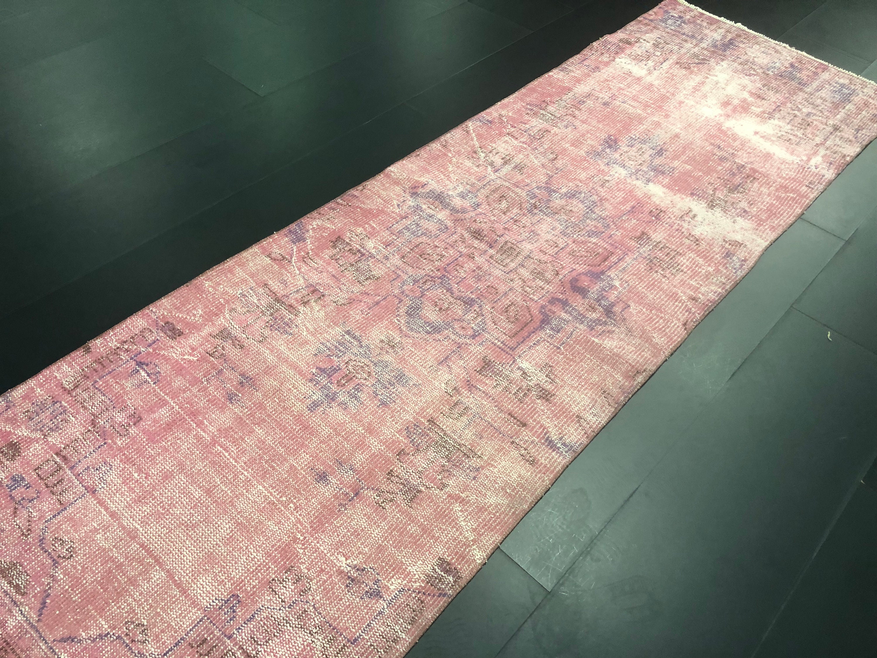 Pink Overdyed Runner Rug Vintage Hallway Runner Rug Modern - Etsy