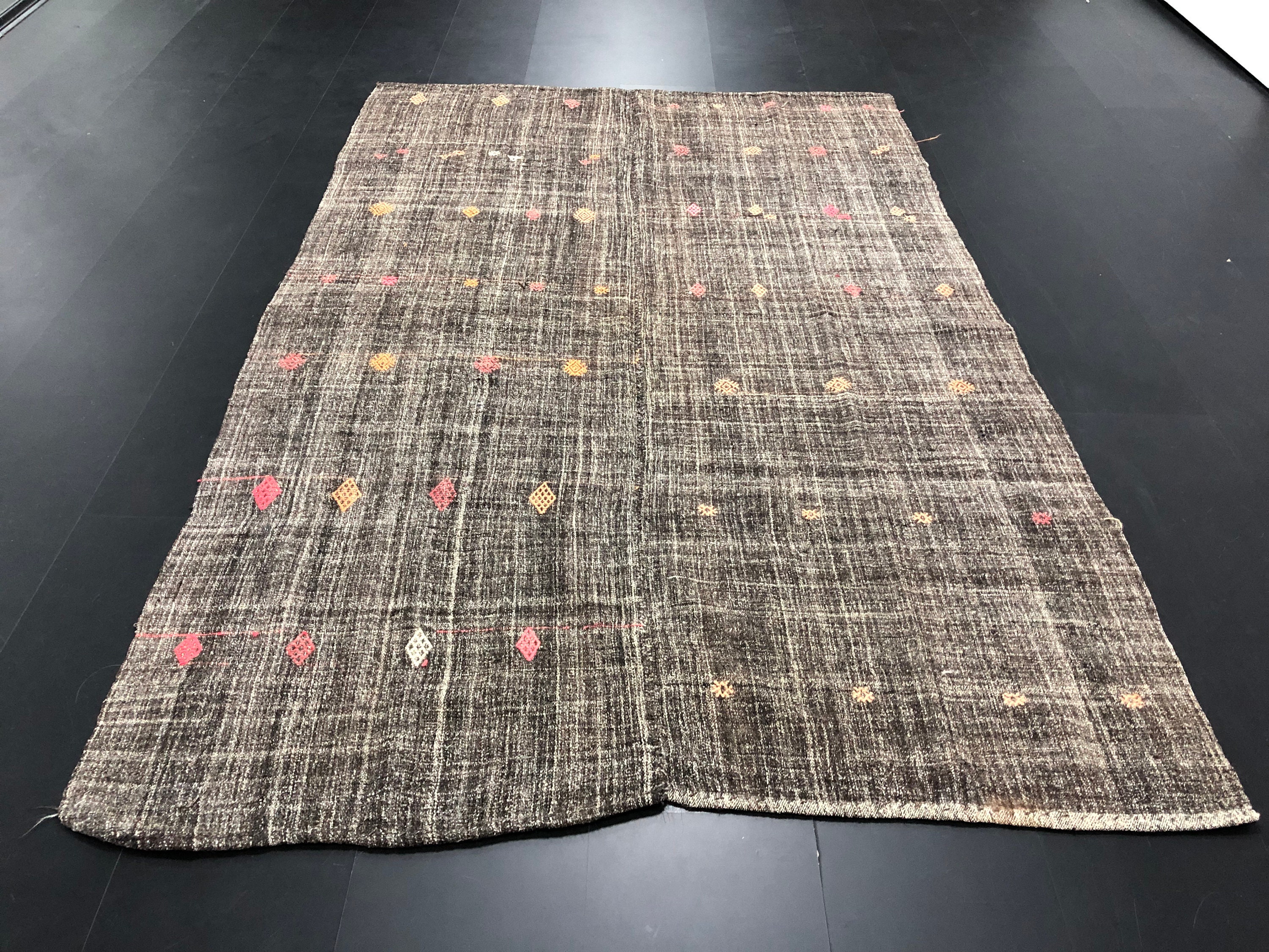 Black Patterned Modern Vintage Rug Turkish Area Kilim Rug | Etsy