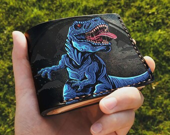 T Rex Leather Wallet | Etsy