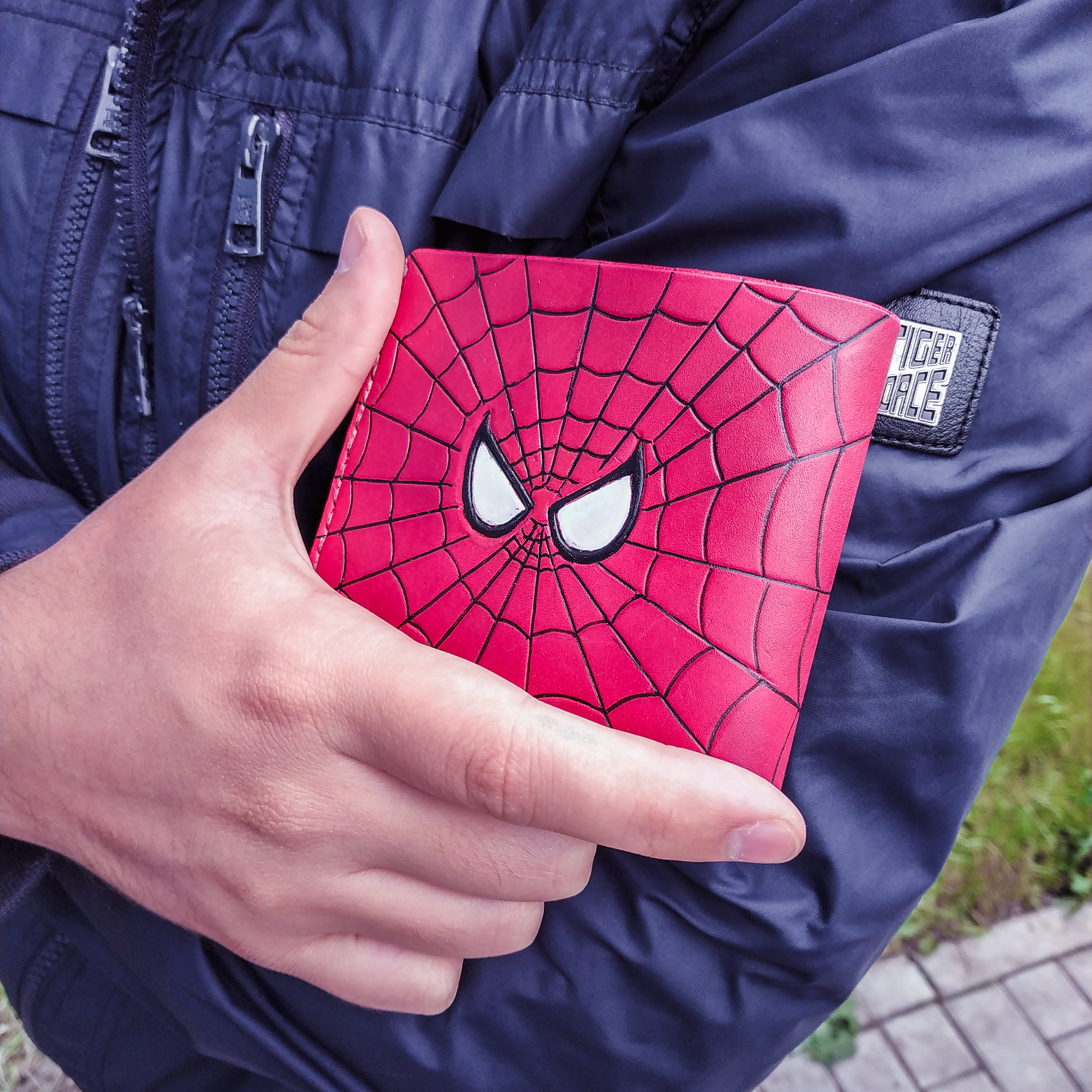 SPIDERMAN Wallet Custom Leather Mens Embossed wallet Marvel | Etsy