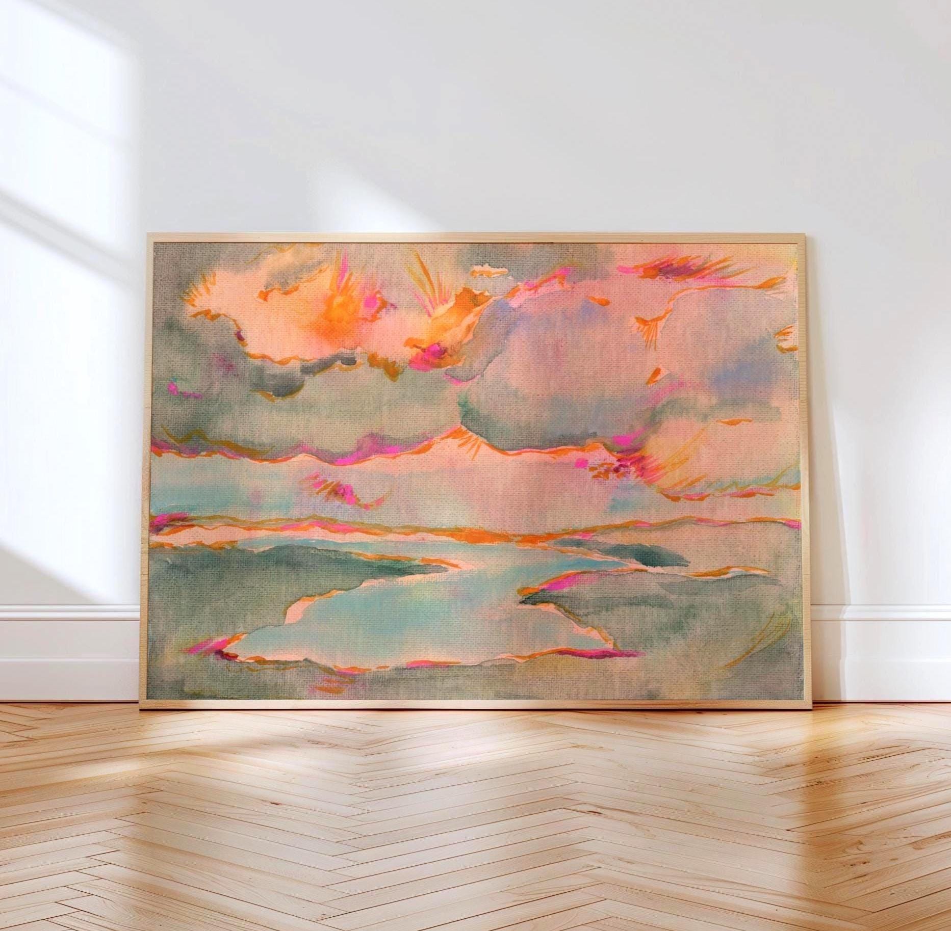 Surreal Horizon Art Print: Cosmic River Landscape Framed Gallery Wall ...