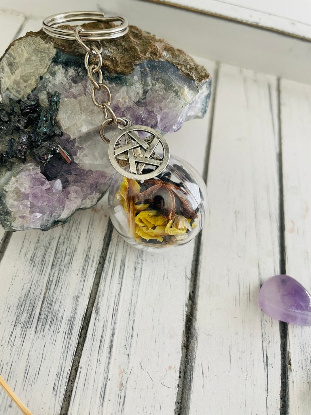 Witchy Accessories Pentacle Herbal Keychain Witch Keychain Witch Ball ...