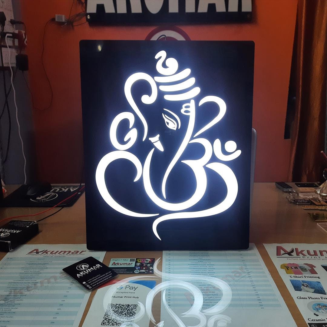 Custom Acrylic Led Ganesha Wall Art Decor Led Lord Ganesh Home Decor ...