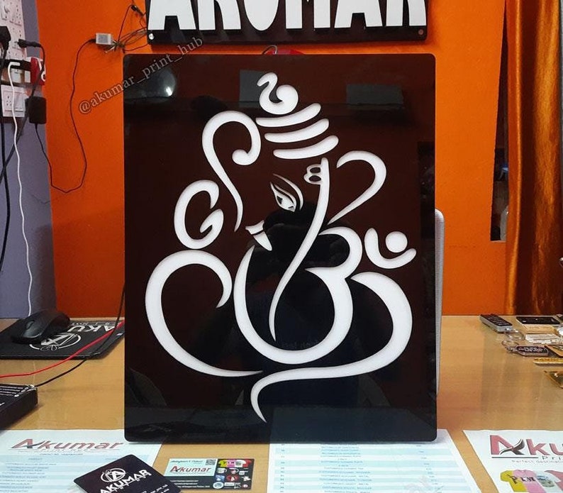 Custom Acrylic Led Ganesha Wall Art Decor Led Lord Ganesh Home Decor ...