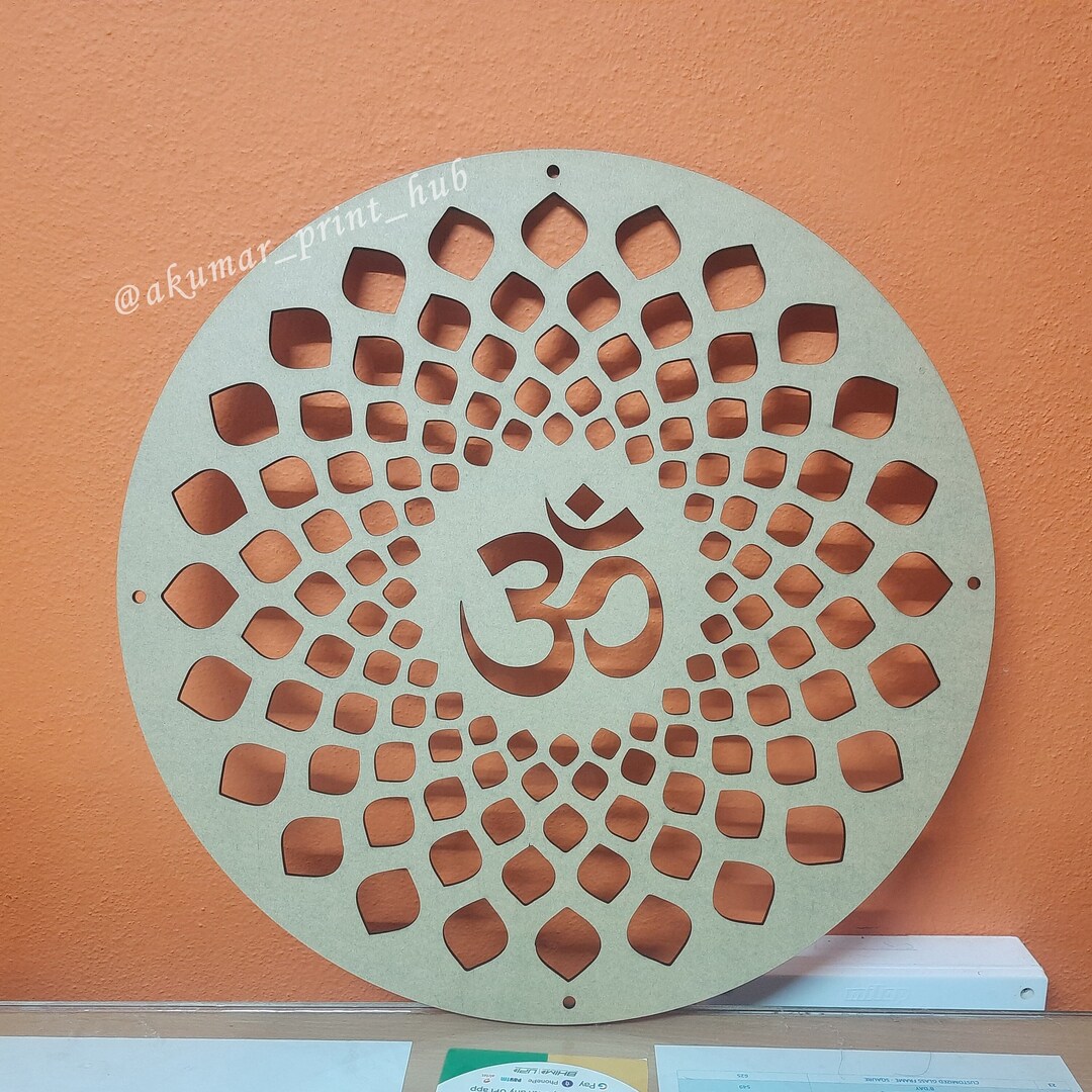 Custom Wooden Mdf Om Sign for Pooja Room Hindu Aum Mandala Symbol for ...