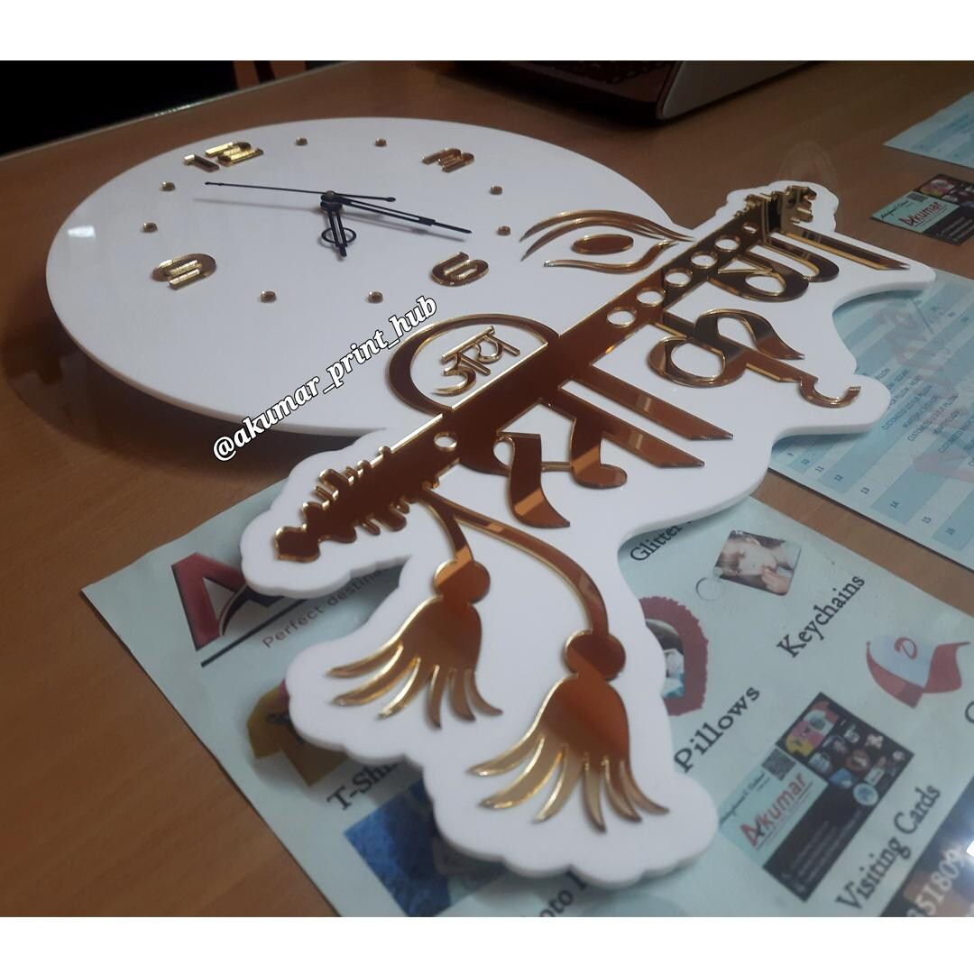 Custom Acrylic Shri Krishna Wall Clock 3D Jay Shri Krishna Acrylic Wall ...