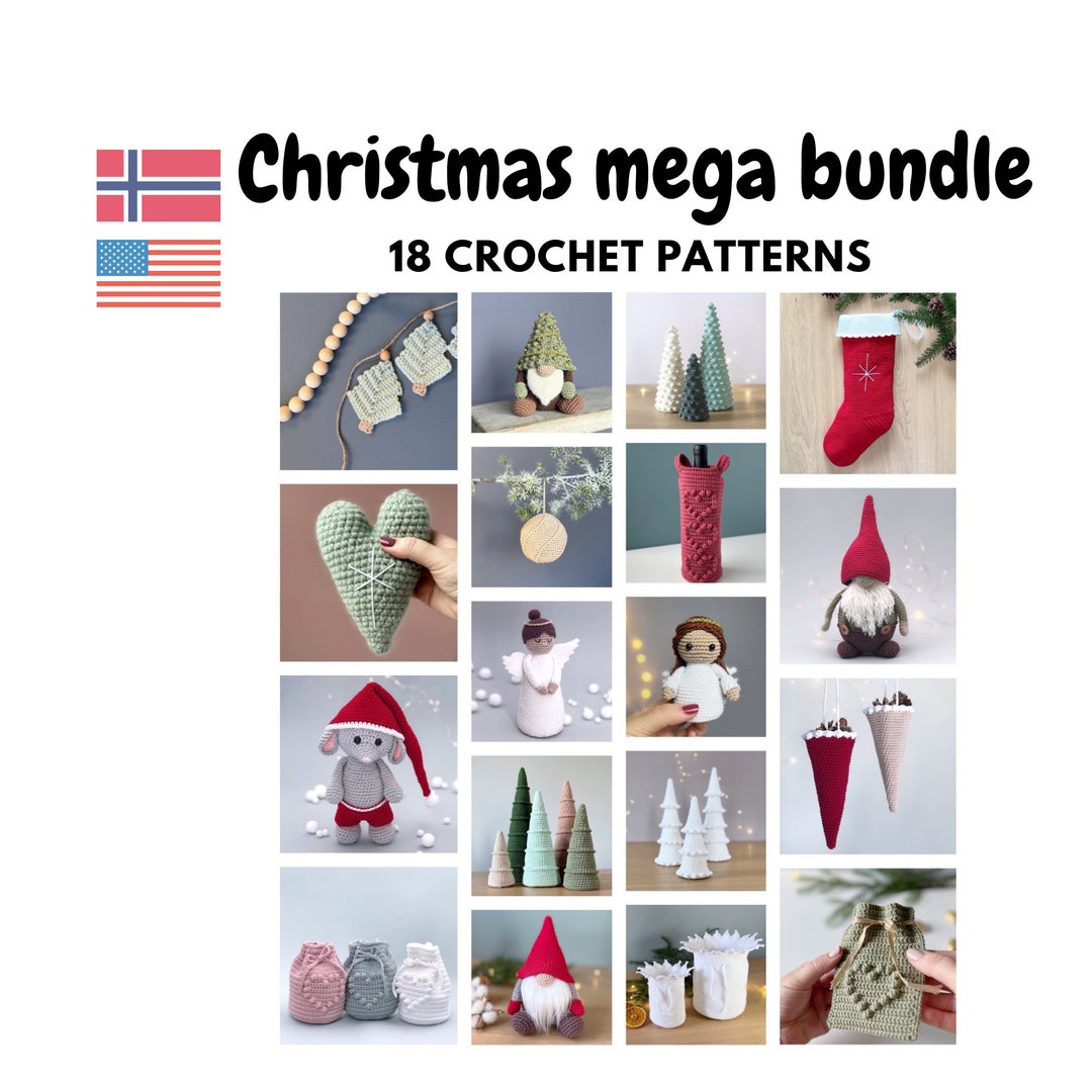 Christmas Crochet Bundle Pack 18 Patterns, Christmas Crochet Patterns ...