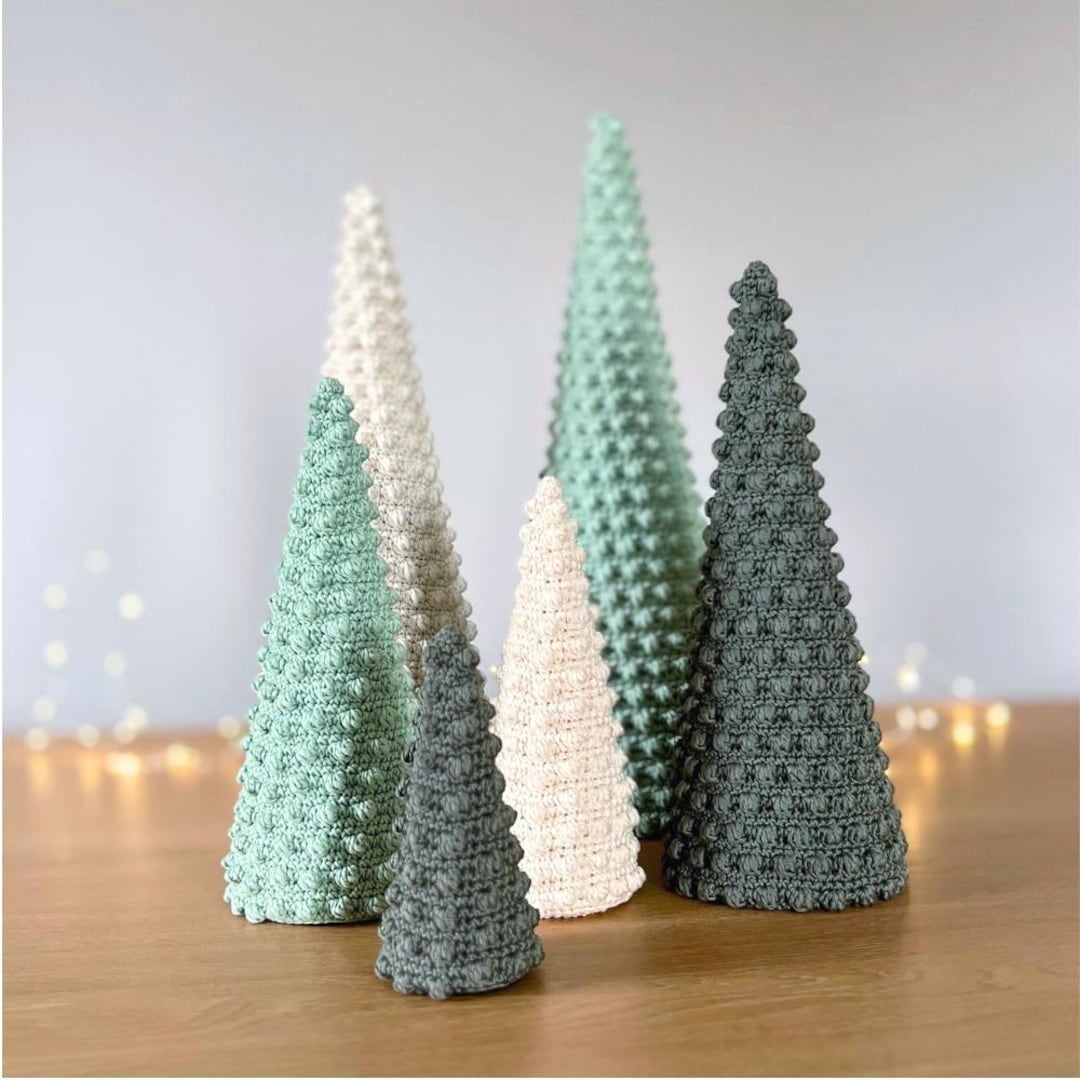 Bobble Christmas Trees Crochet Pattern 6 Sizes, Christmas Tree Crochet ...