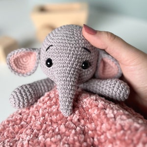 Security Blanket Crochet Pattern, Elephant Snuggler, Amigurumi Elephant ...