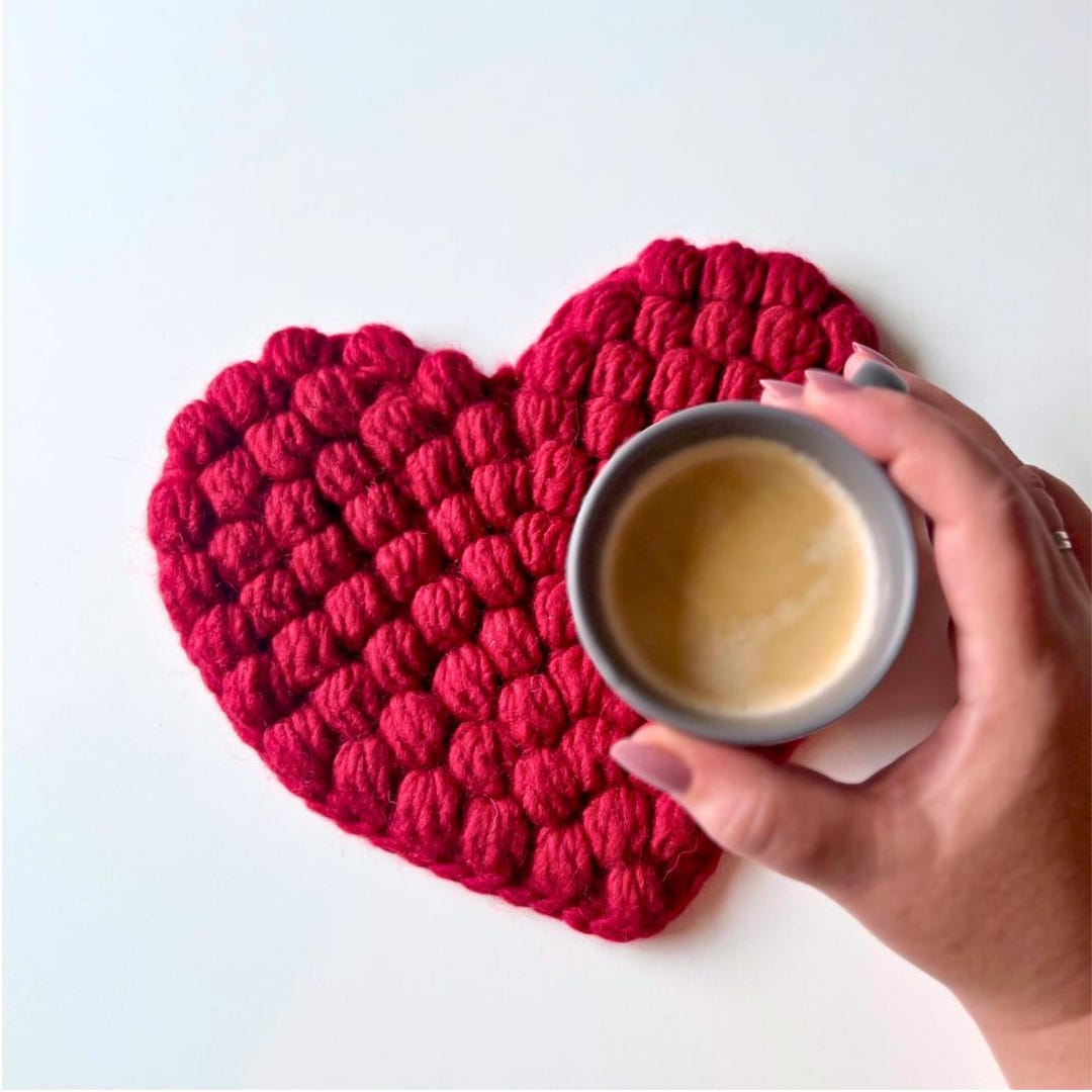 Crochet Heart Trivet Pattern, Heart Coaster PDF Pattern, Easy Crochet ...