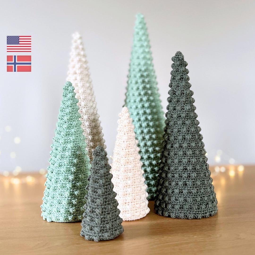 Bobble Christmas Trees Crochet Pattern 6 Sizes, Christmas Tree Crochet ...