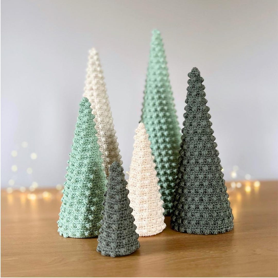 Bobble Christmas Trees Crochet Pattern 6 Sizes, Christmas Tree Crochet ...