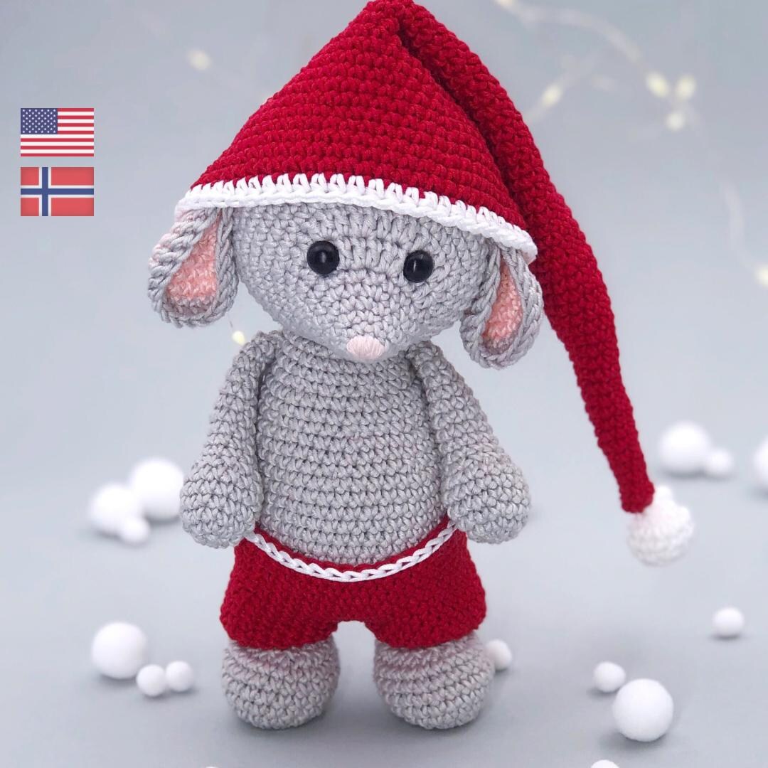Christmas Mouse Amigurumi Pattern, Crochet Christmas Mouse Pattern ...