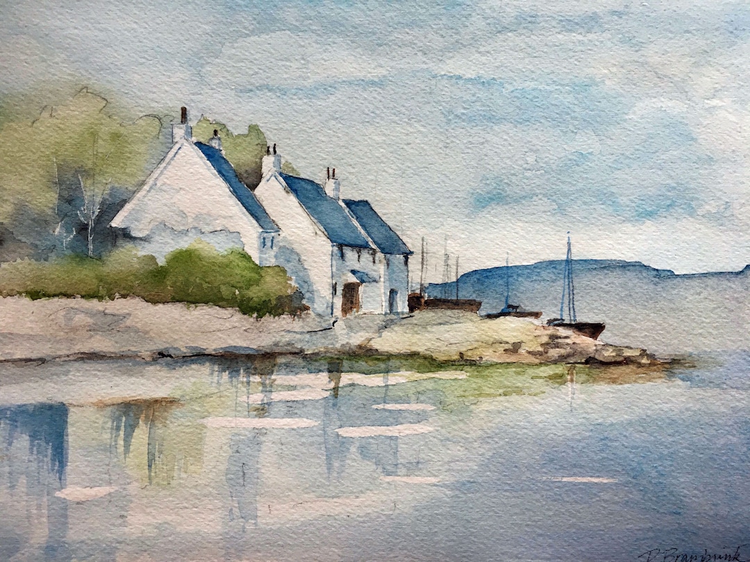 Watercolor Painting, Sea Homes, Beach Houses, Coastal Art, Seaside ...
