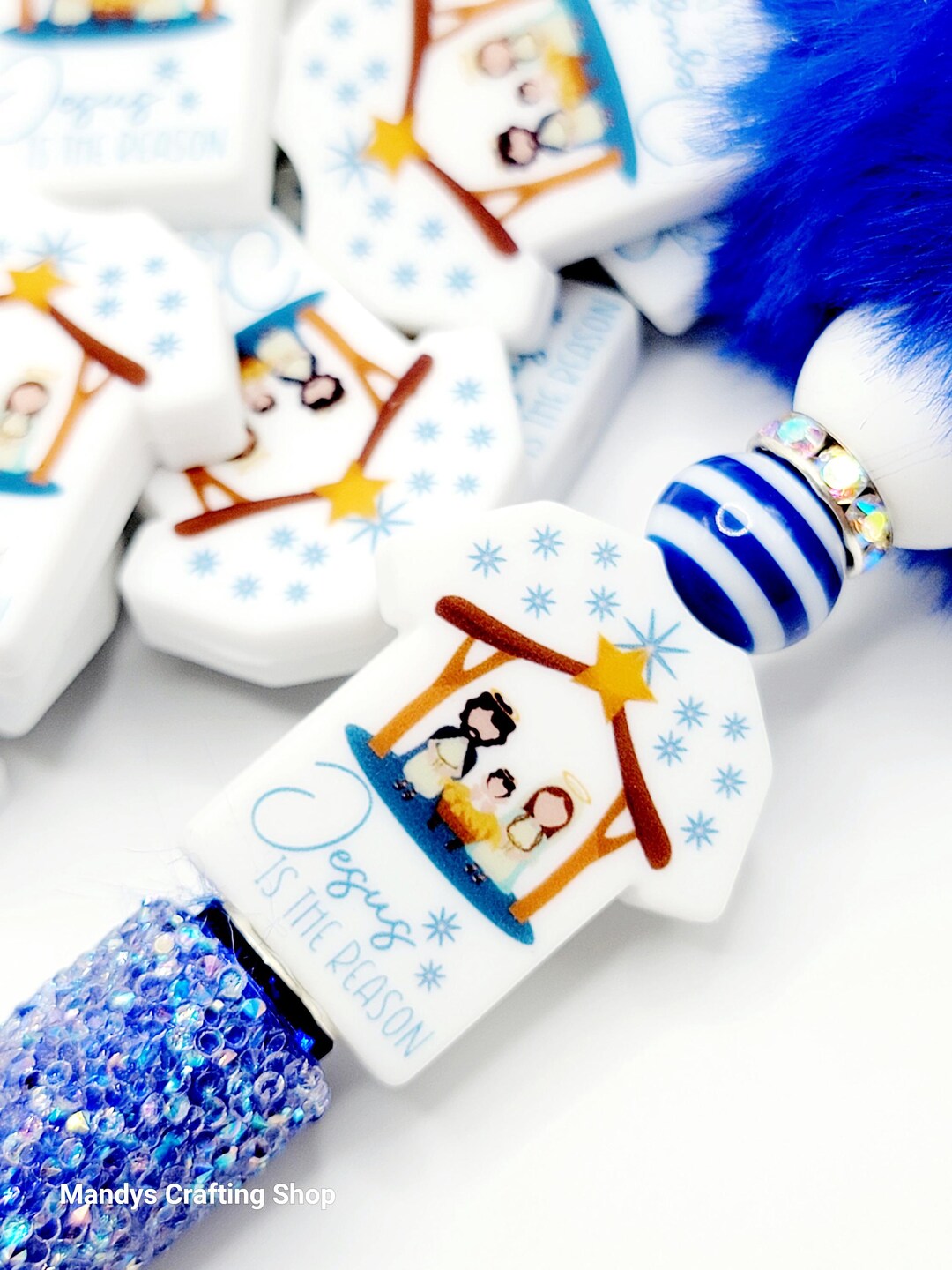 SET of 2, Jesus is the Reason Focal Silicone Bead, Christmas Nativity ...