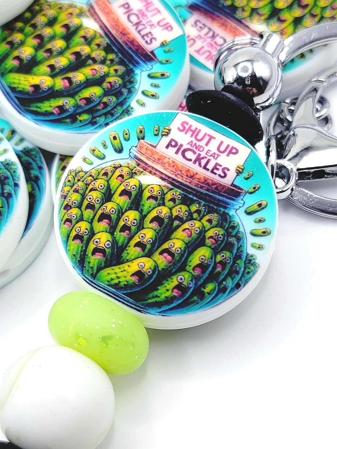 SET OF 2, Pickle Focal Bead, Shut up and Eat Pickles Focal Bead, Funny ...