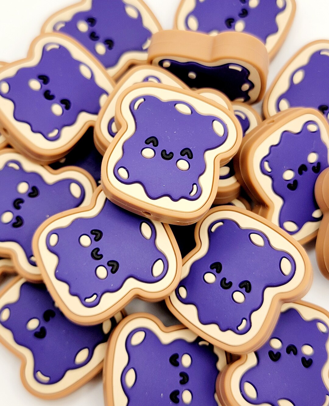 SET of 2, Toast Focal Bead, Bread and Jam Silicone Bead, Kawaii Food ...