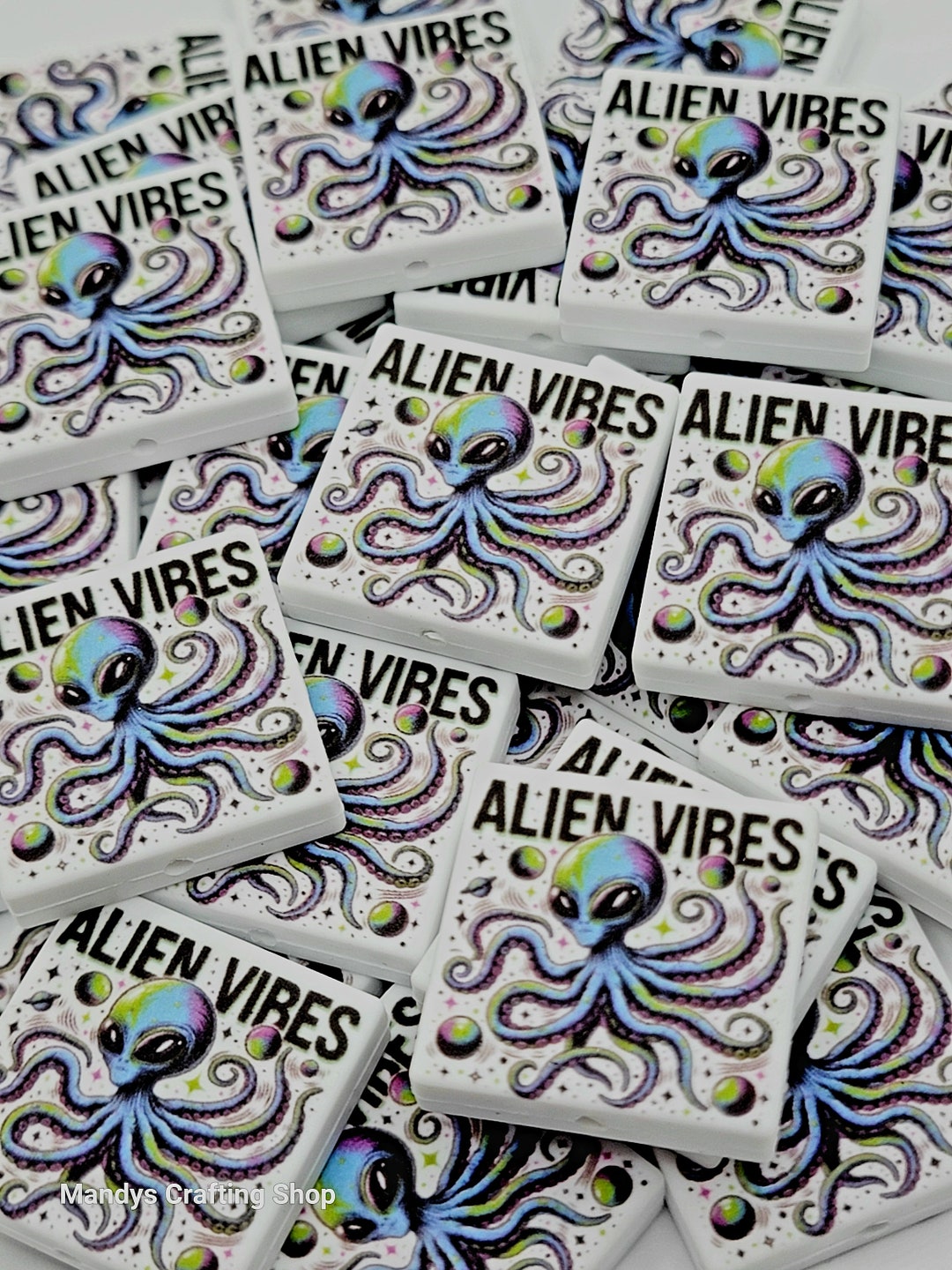 SET of 2, Alien Focal Beads, Alien Octopus Pen Bead, Silicone Focal ...