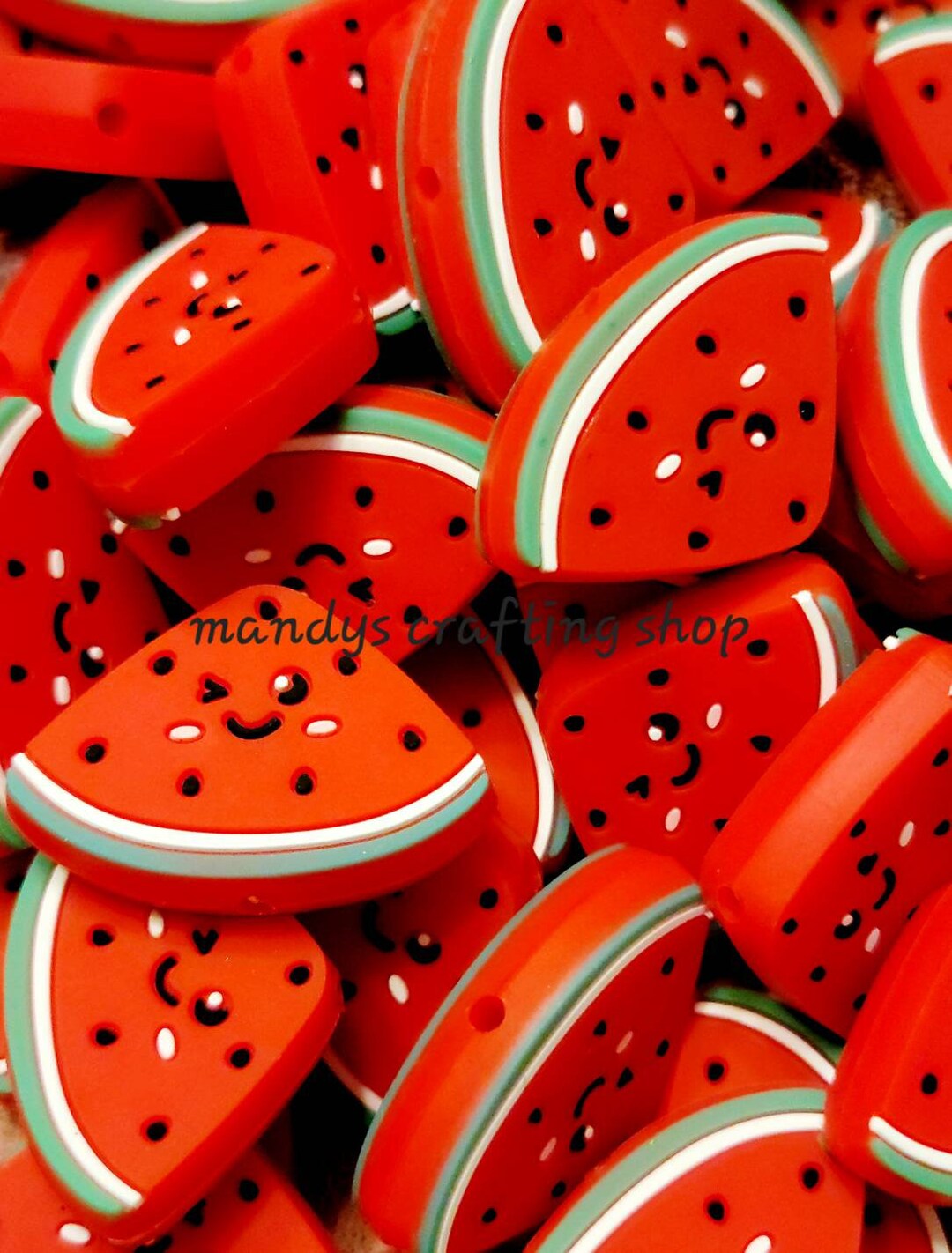 SET OF 2, Watermelon Silicone Focal Bead, Kawaii Focal Bead, Cute Pen ...