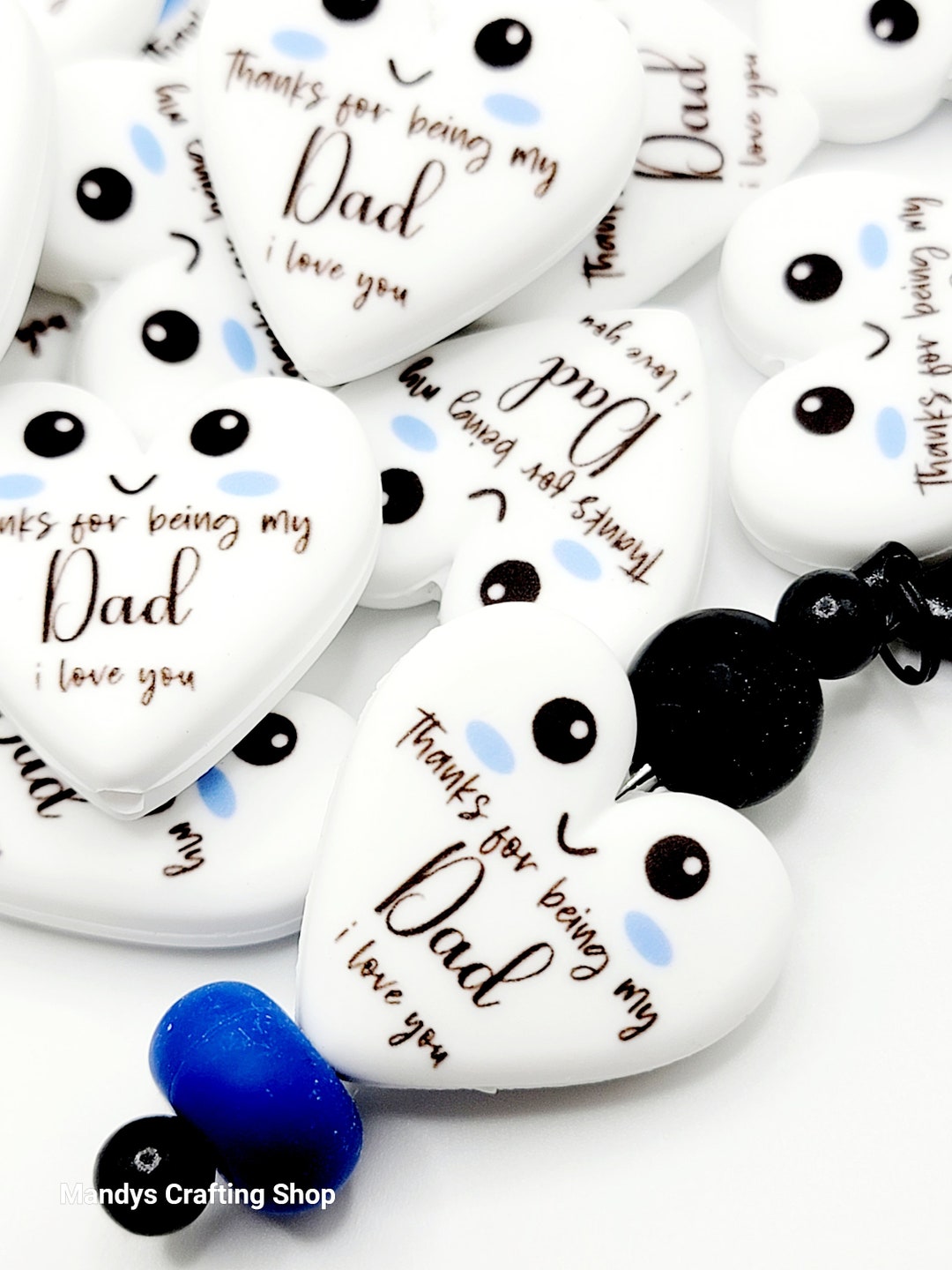 SET 1 or 2, Dad Heart Focal, Fathers Day Focal Bead, Dads Birthday ...