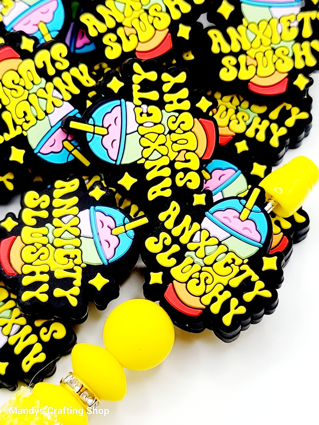 SET of 2, Funny Mental Health Focal Bead, Anxiety Slushy Focal, Funny ...