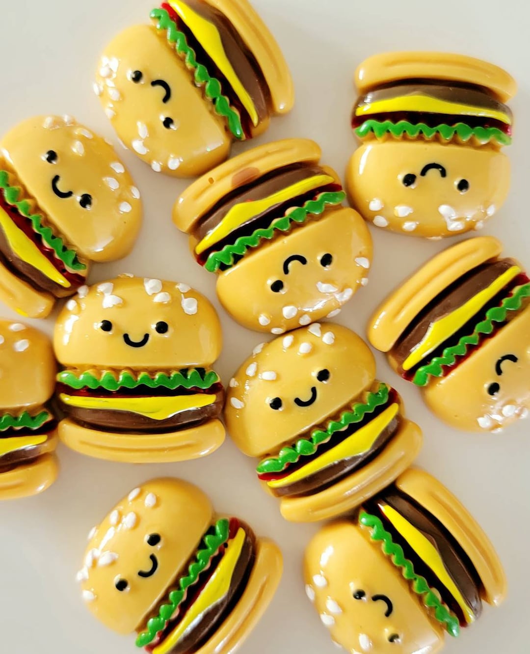 SET OF 2, Hamburger Flatback Resin Charm, Burger Slime Charm, Fake Food ...