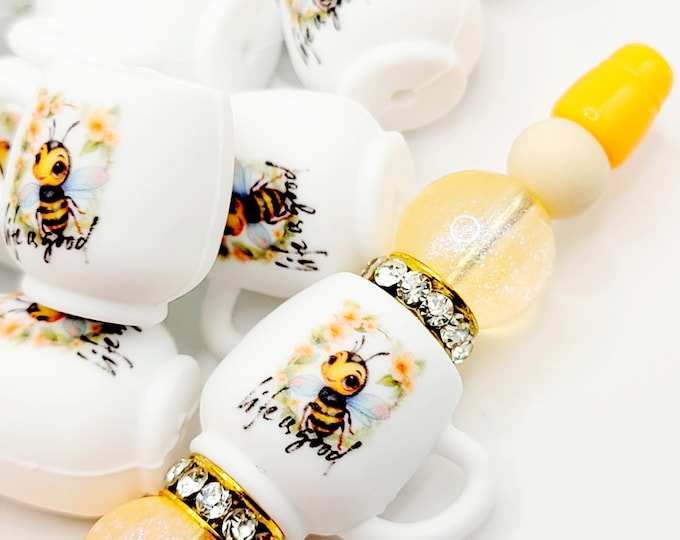 Bumblebee Focal Bead, Floral Honey Bee 3D Cup Silicone Focal Pen Bead ...