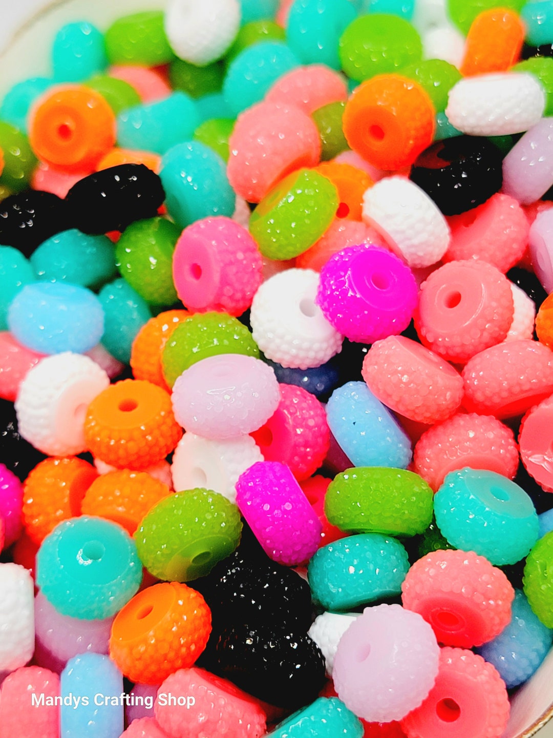 PACK OF 20, 12mm Acrylic Spacer Bead Mix Style 2, Acrylic Beads ...