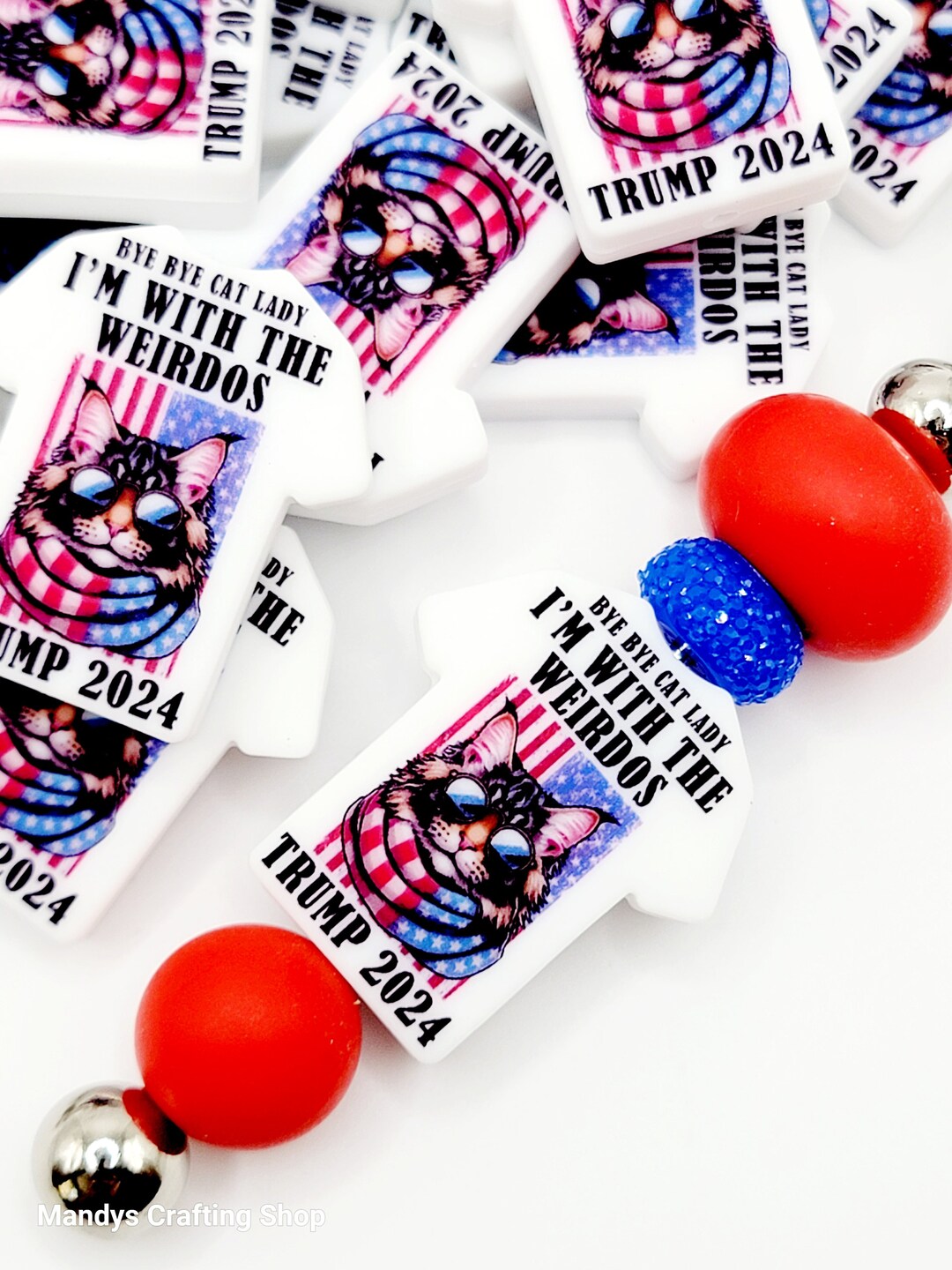 Trump Focal Pen Bead, Bye Bye Cat Lady I'm With the Weirdos Trump 2024 ...
