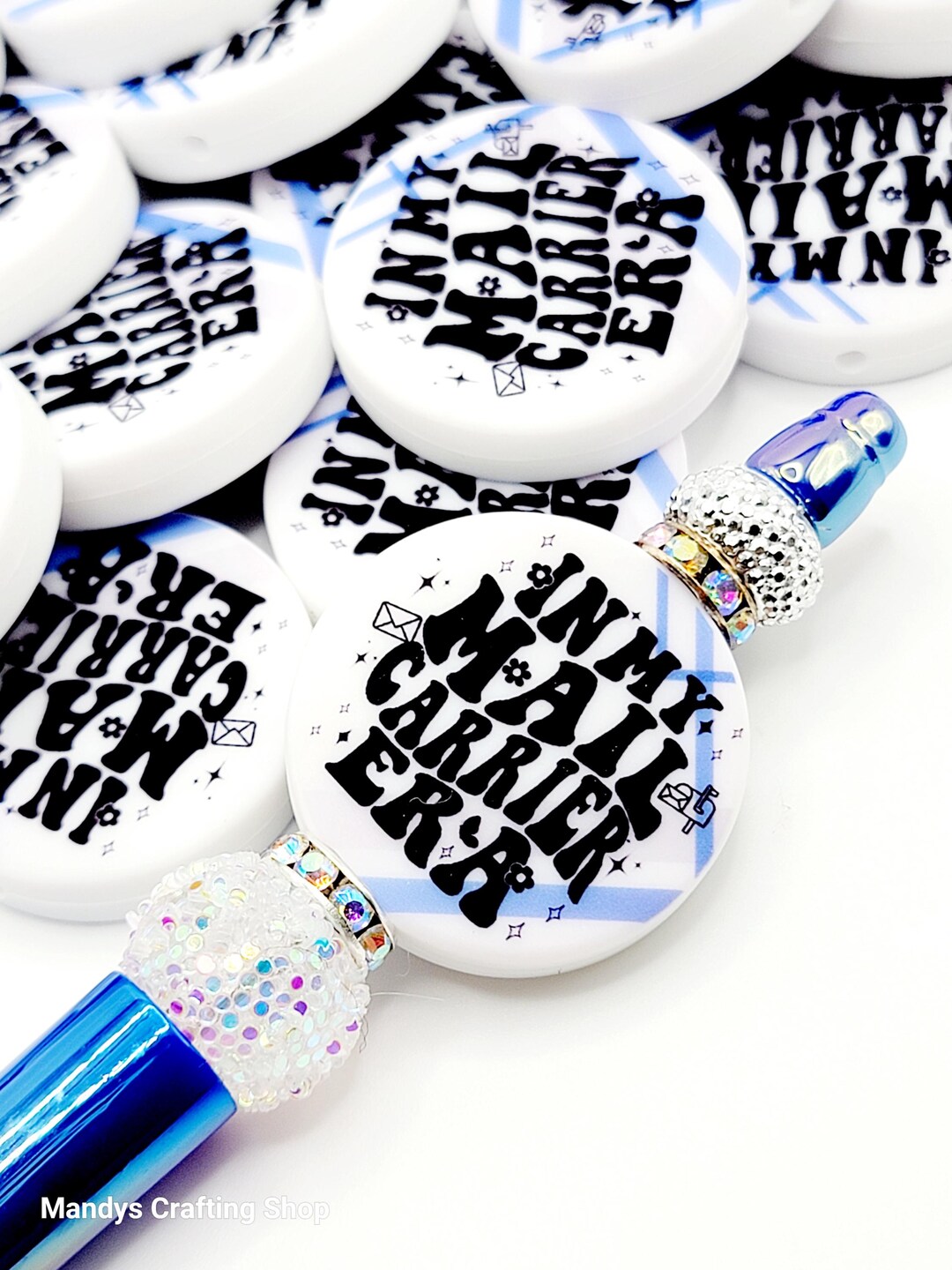 SET of 2, in My Mail Carrier Era Focal Pen Beads, Postal Carrier Beads ...