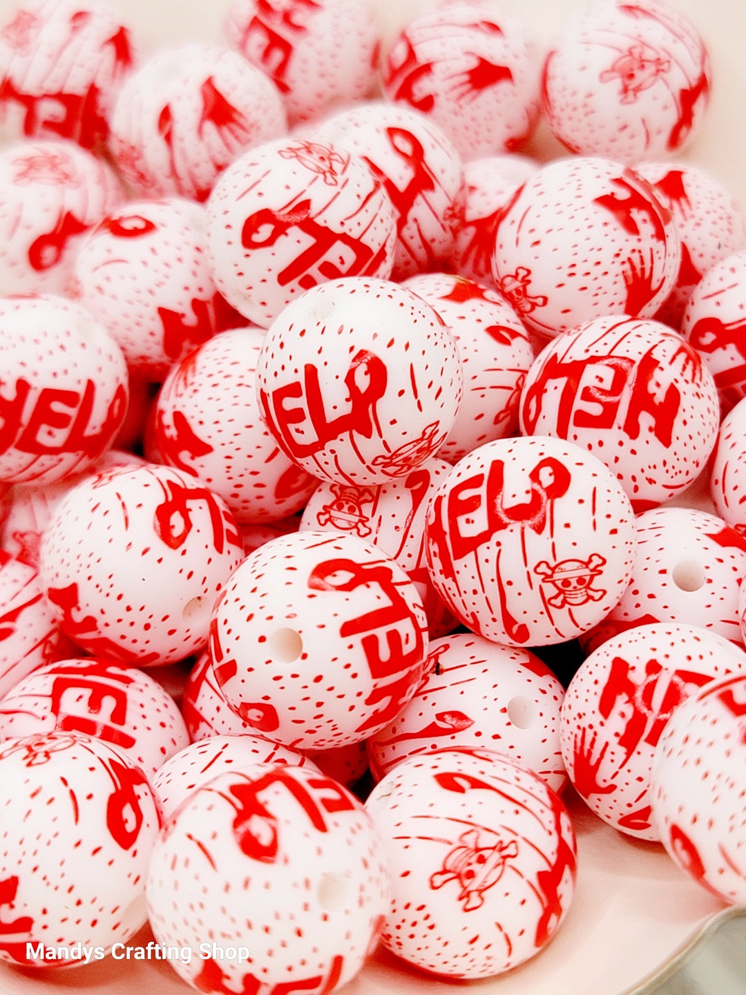 SET OF 5 or 10, Help Blood Splatter Silicone Beads, Halloween Round ...