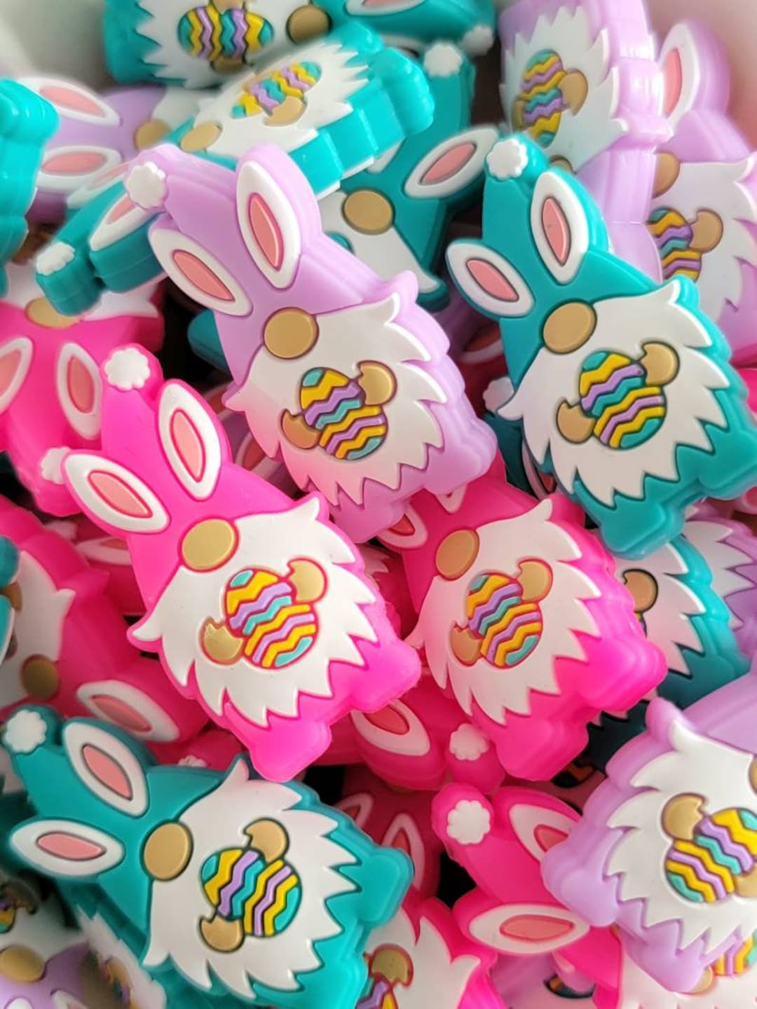 SET OF 2, Bunny Gnome Silicone Focal Bead, Gnome Silicone Beads, Cute ...