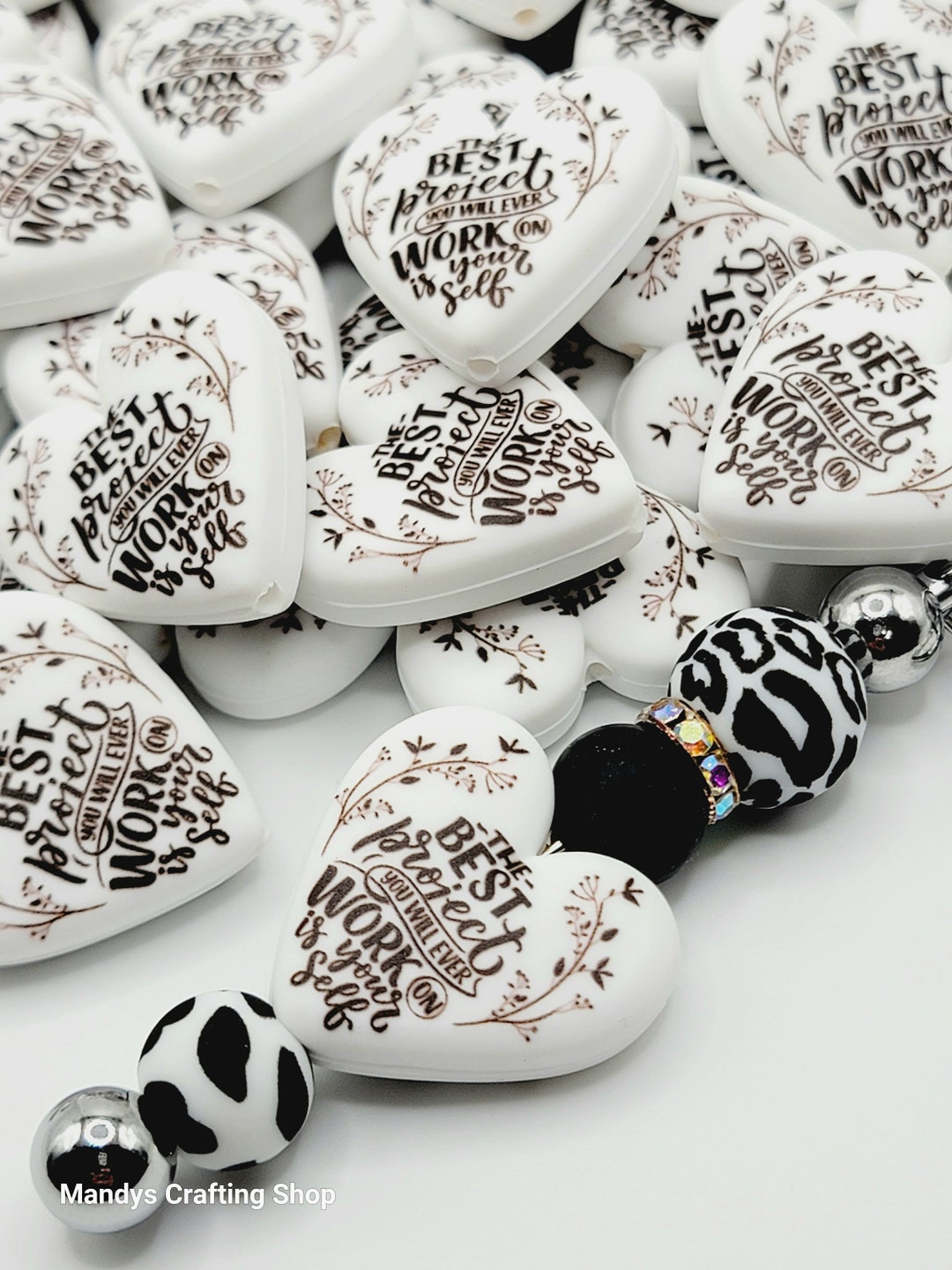 SET of 2, Motivational Focal, the Best Project Print Silicone Bead ...