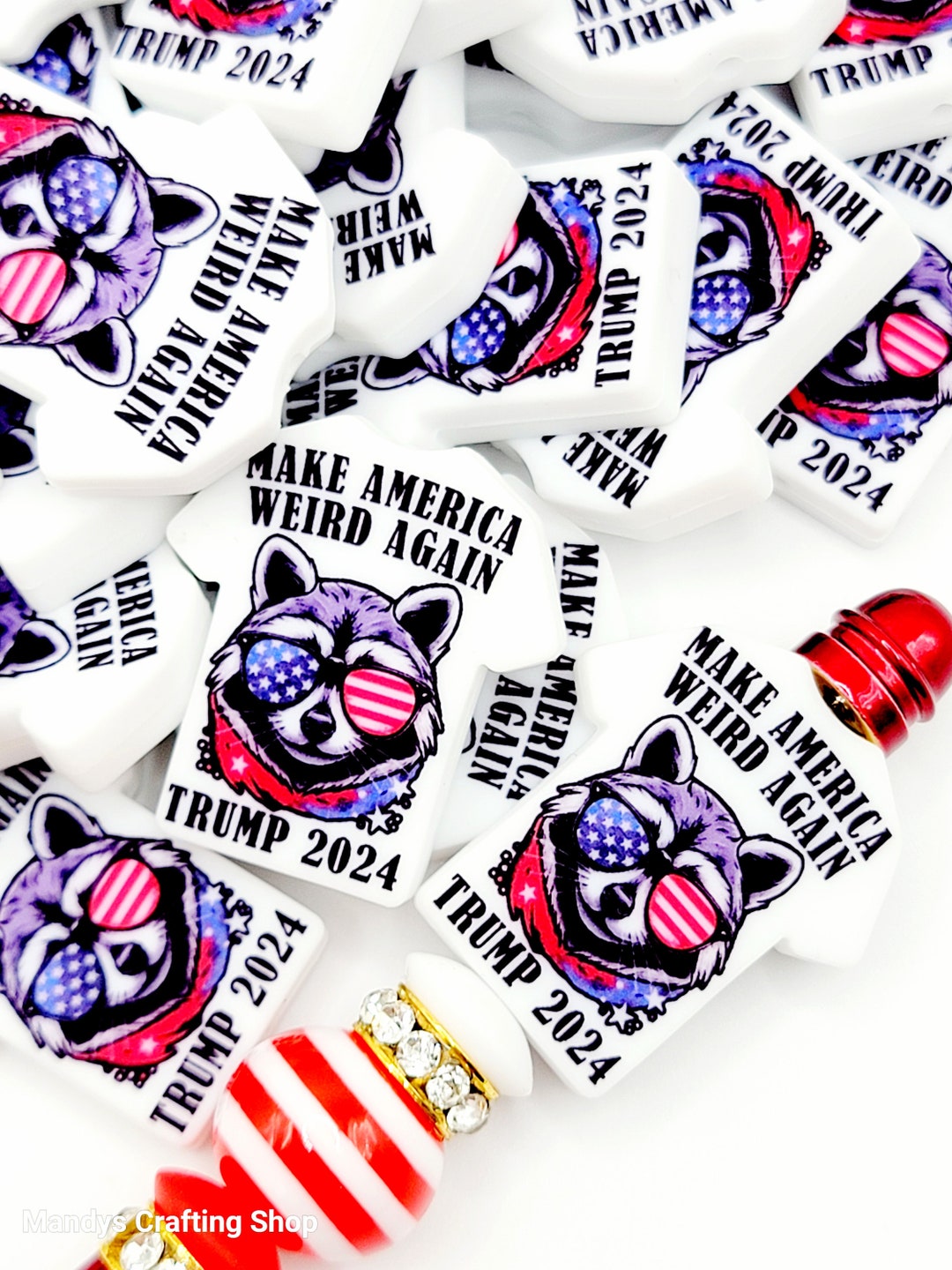Trump 2024 Focal Bead, Make America Weird Again Raccoon Pen Focal ...