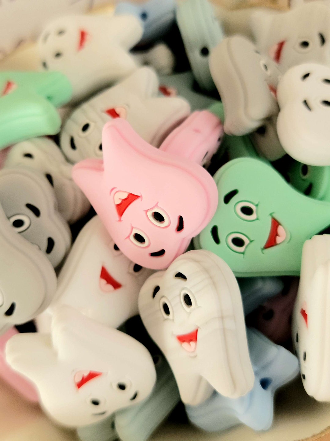 SET OF 2, Dental Tooth Silicone Bead, Kawaii Silicone Beads, Focal ...