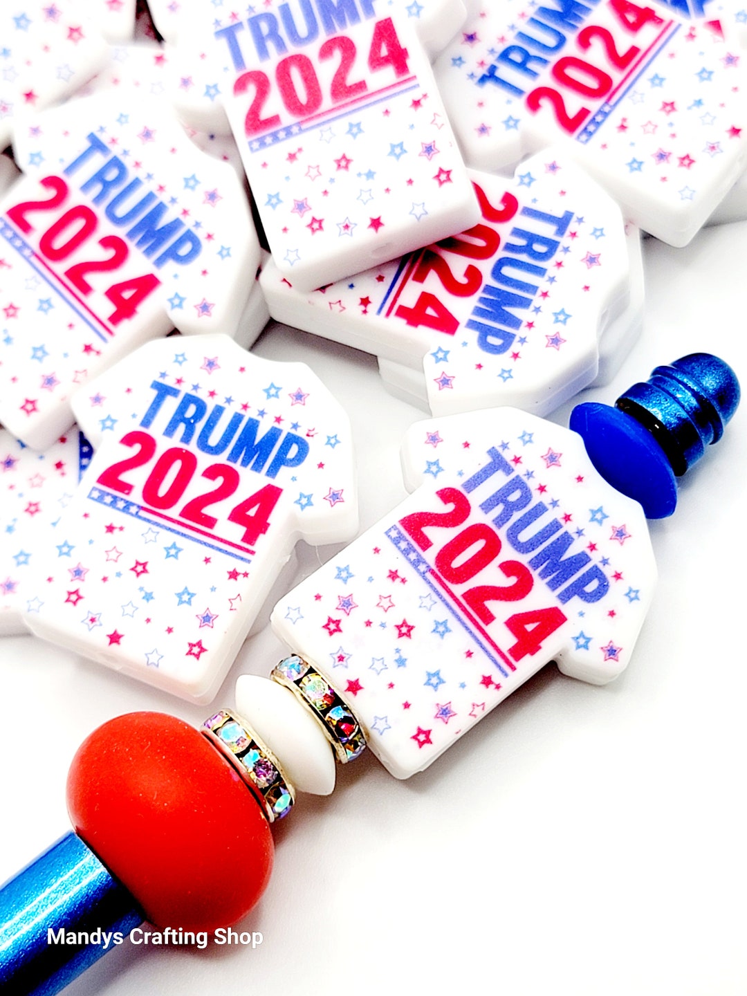 SET OF 2, Trump 2024 Focal Bead, MAGA Focal Beads, Republican Party ...