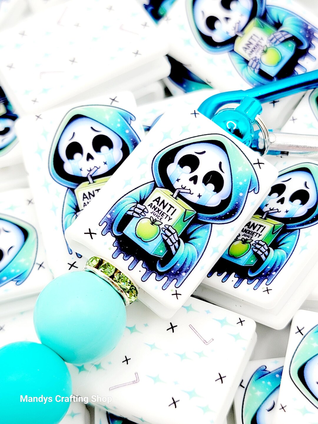 SET 1 or 2, Anxiety Baby Skeleton Journal Book Focal Pen Bead, Mental ...