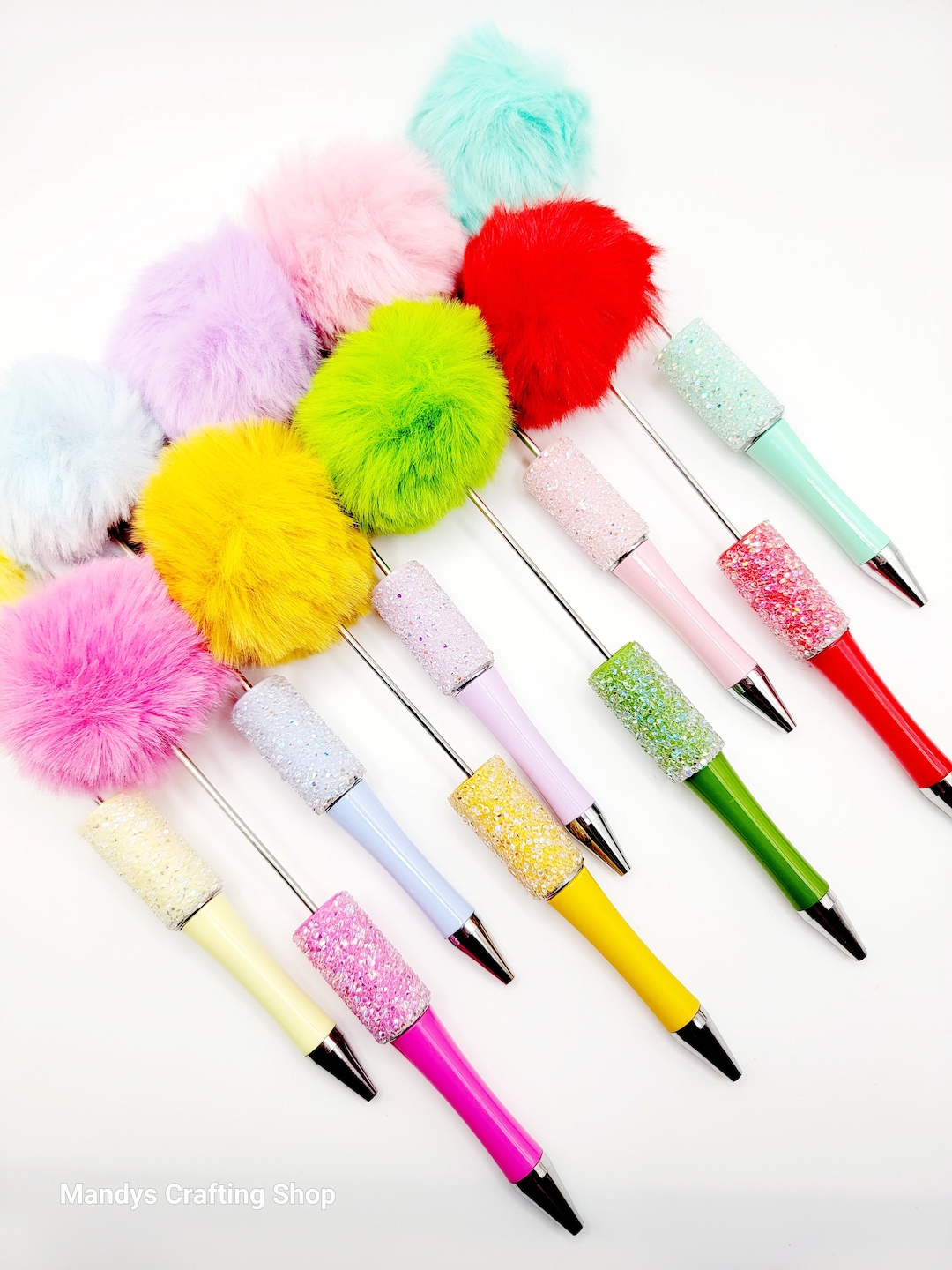 DIY Fluffy Fur Ball Sugar Beadable Pens, DIY Plastic Beadable Pens ...